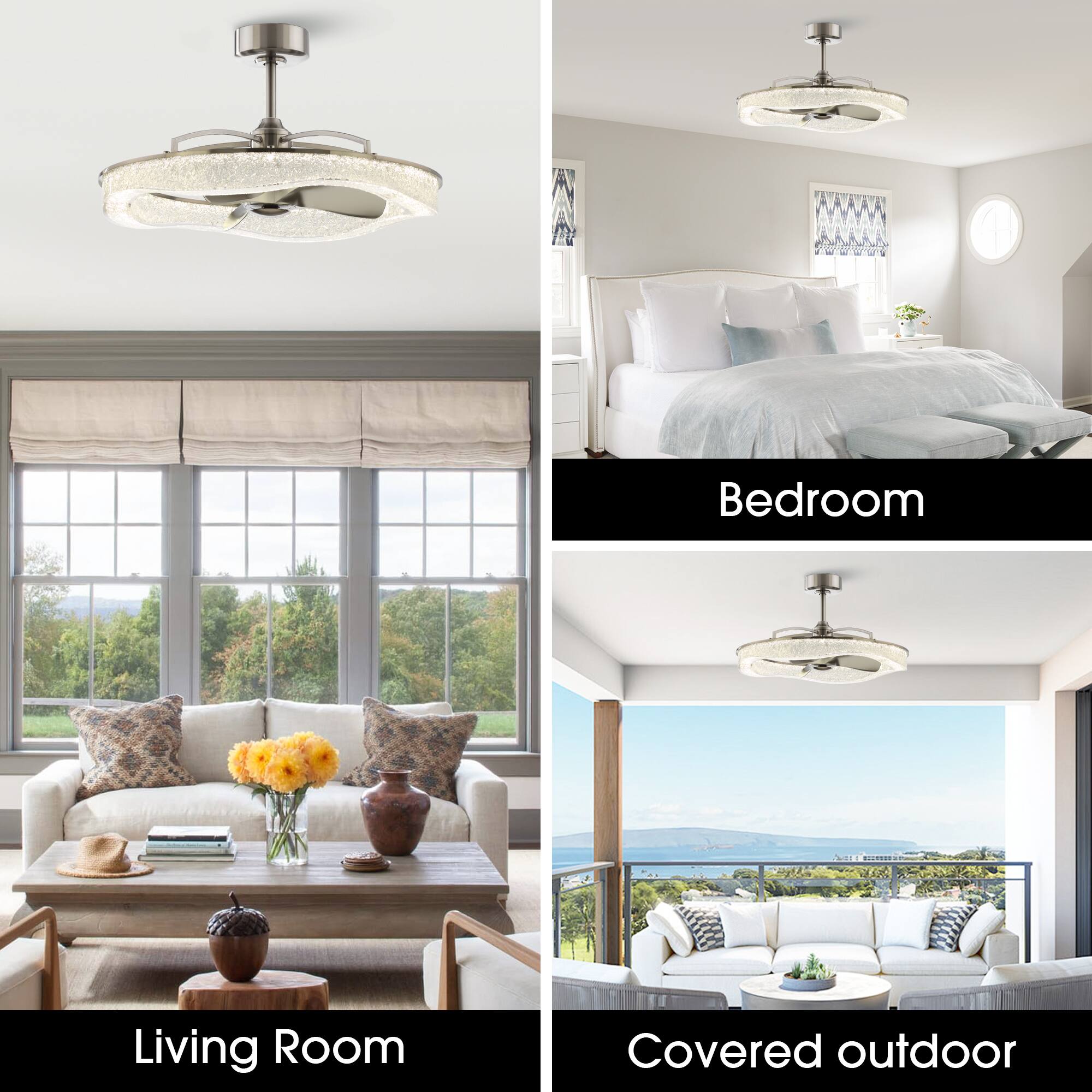 Perimost 33" Modern Cage LED Ceiling Fan Chandelier with Remote and DC ...