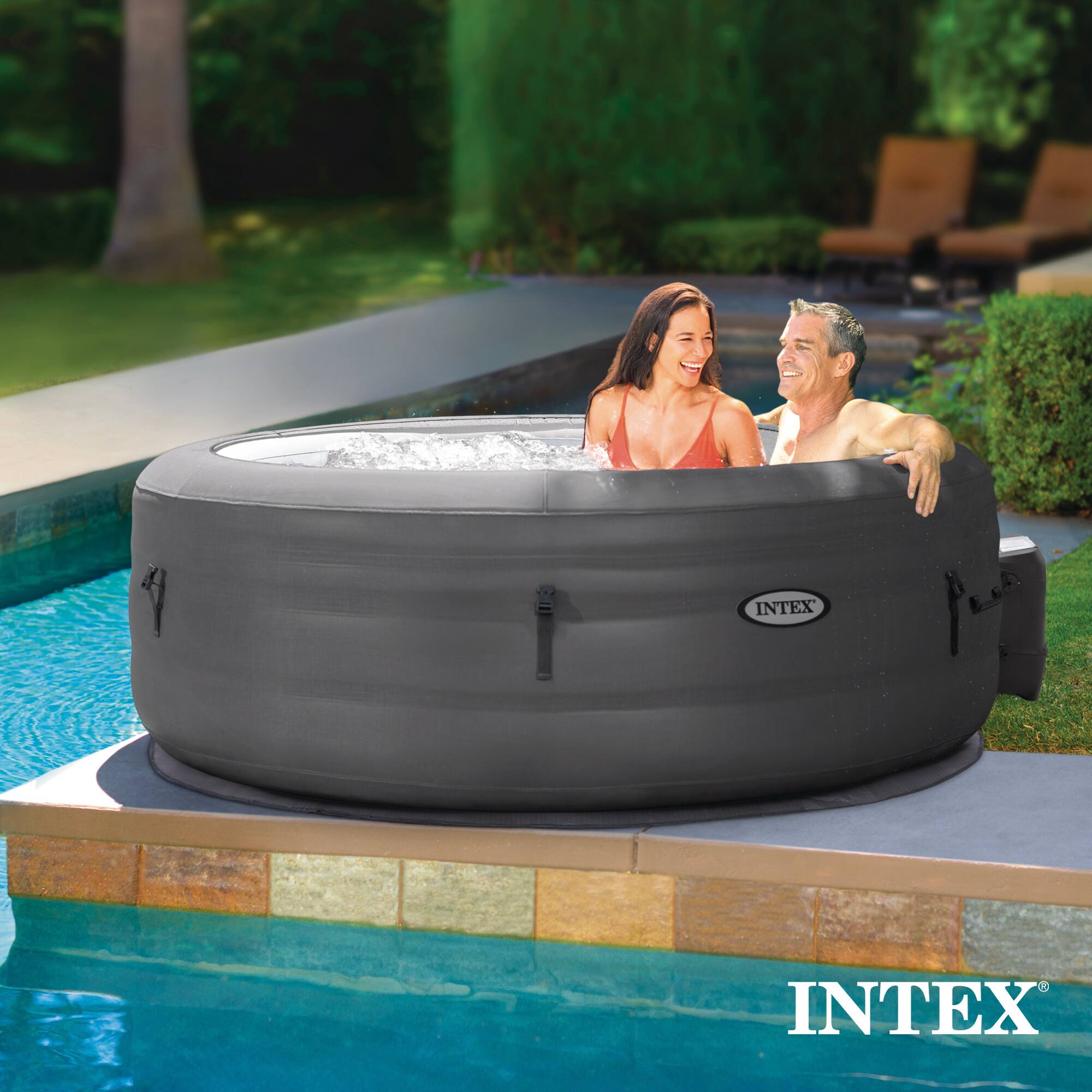 Intex SimpleSpa Bubble Massage 6 Person Inflatable Hot Tub with Energy ...