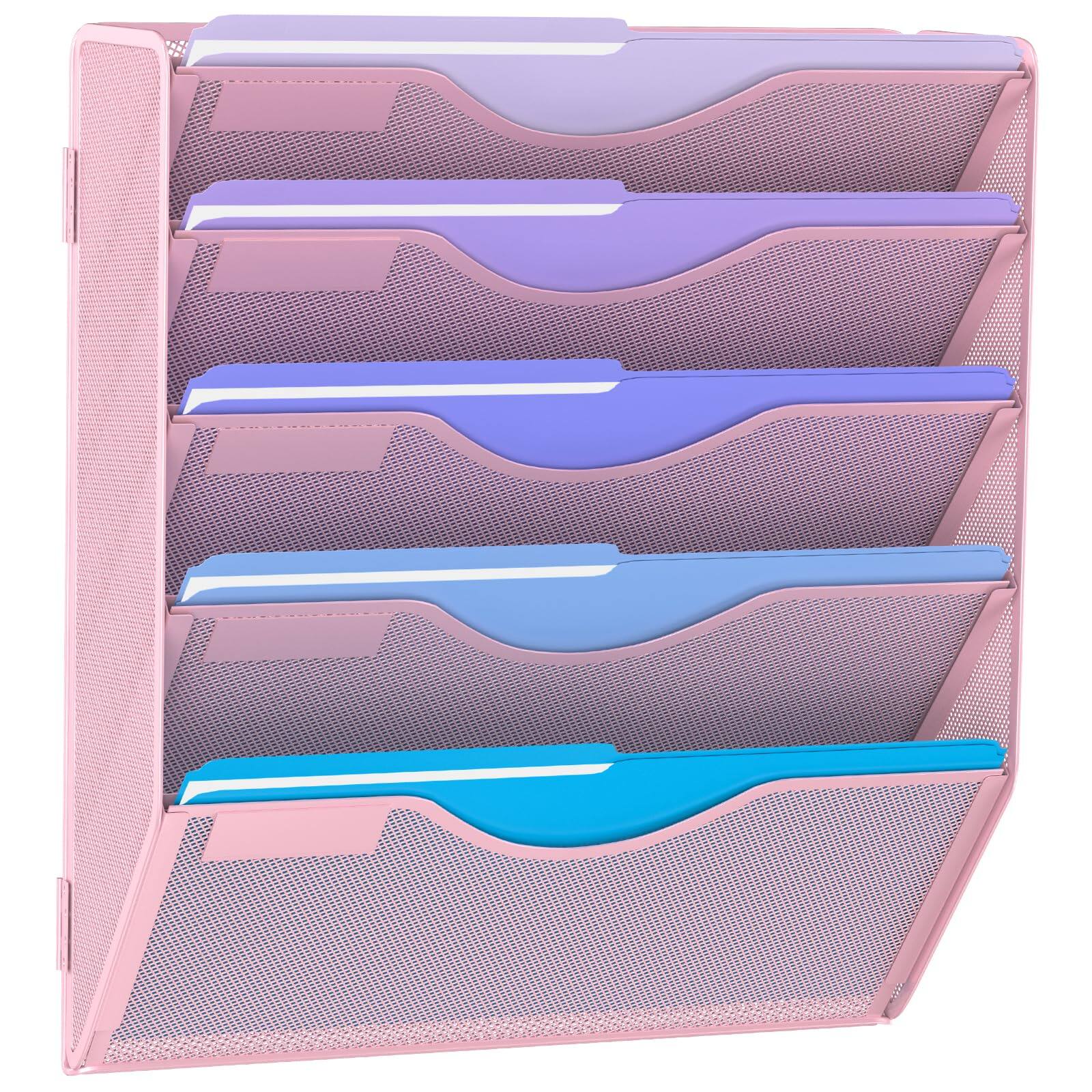 Dapper Styles 5 Tier Hanging Wall File Organizer Mesh Mail Paper Orgnization Folder Holder For ...