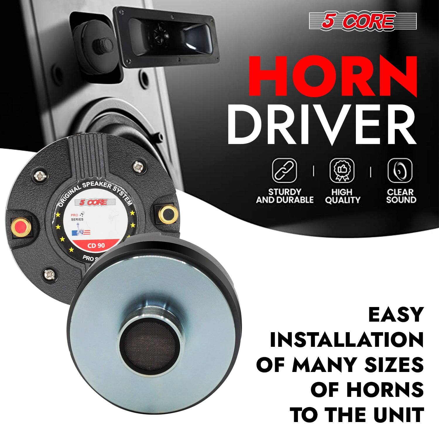 5 CORE Compression Driver Titanium Voice Coil 200W Peak Audio Horn ...