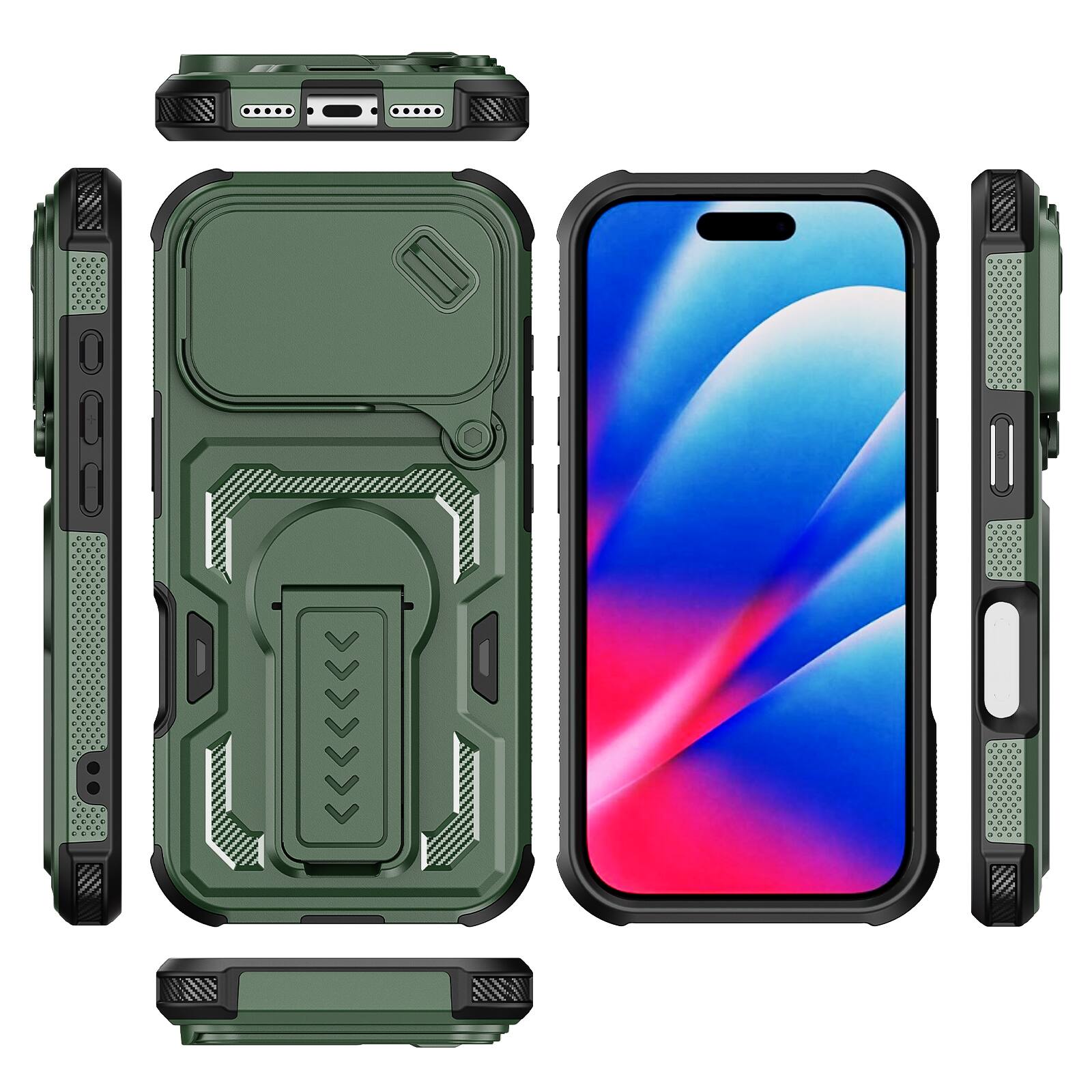 Dteck Rugged Stand Case for Apple iPhone 17 Pro Max,Shockproof Heavy ...