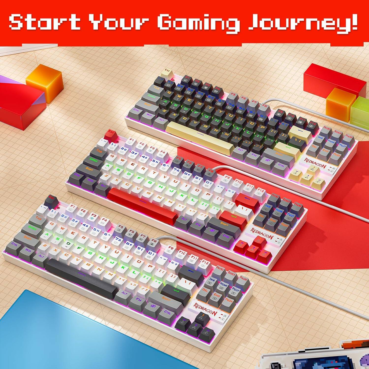 REDRAGON K552 Mechanical Gaming Keyboard, 87 Key Compact, LED Gaming with Red Switches, Anti ...