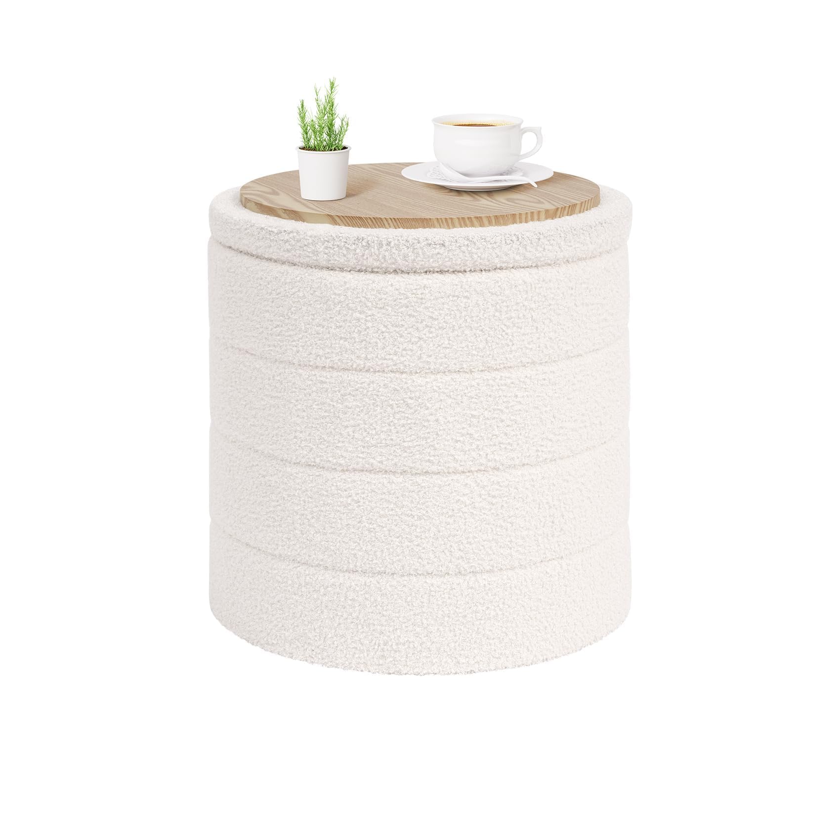 JETRANSPORT - Round Storage Ottoman Foot Rest Stool Tray Sherpa Folding ...