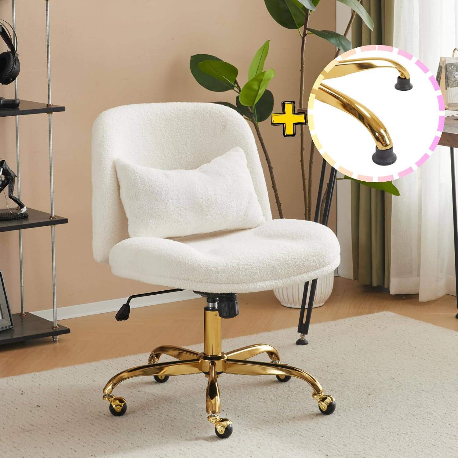 Front. Winado - Wide Criss Cross Legged Office Desk Chair with Pillow ...