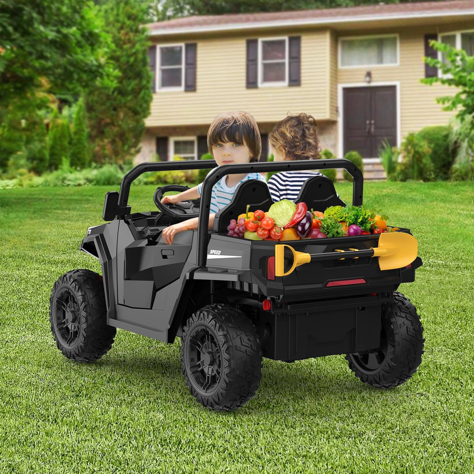 Acekool 24V Electric Ride on Dump Truck for Kids, 2 Seater 4WD Remote ...