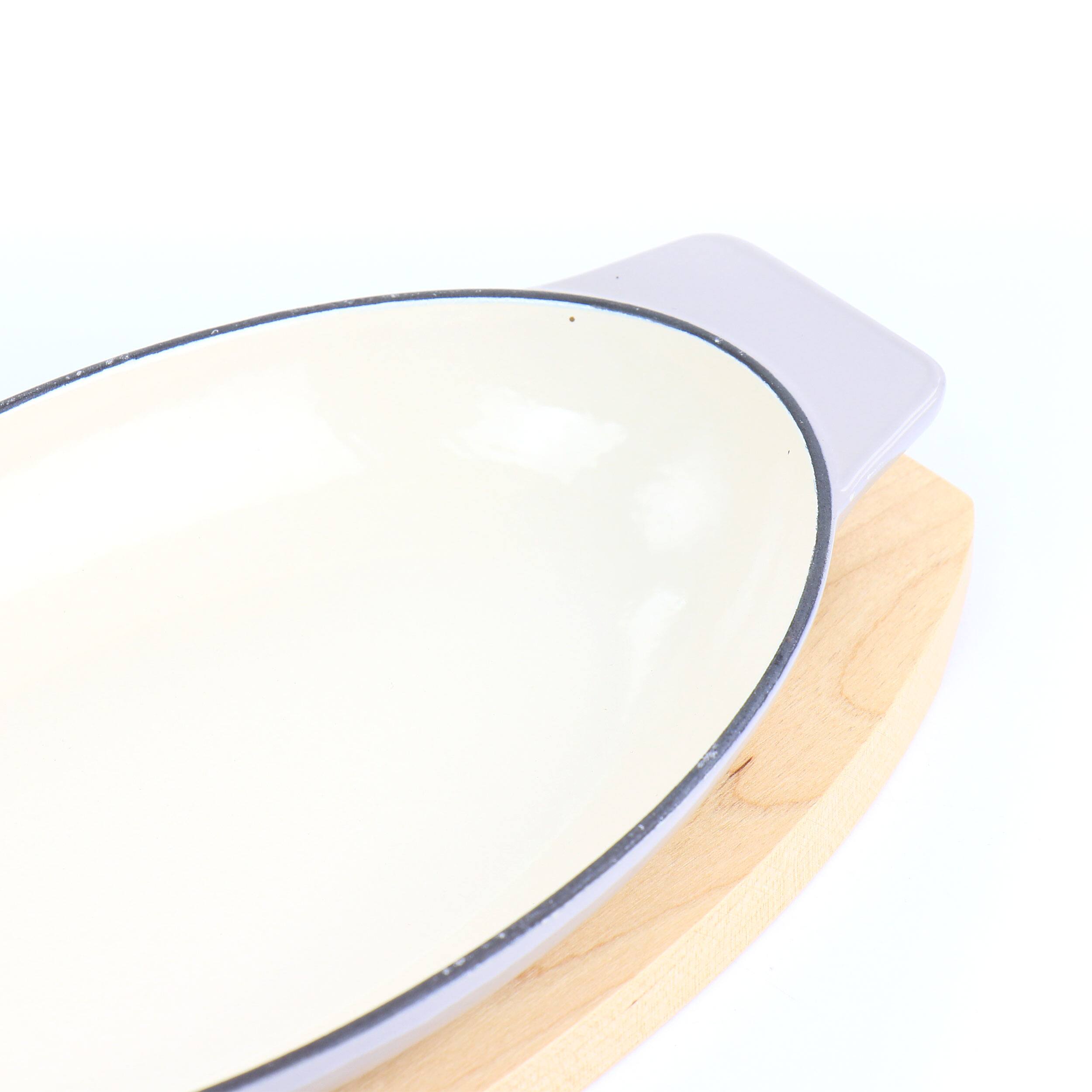 Martha Stewart Enameled Cast Iron 2 Piece Au Gratin Birch Wood Trivet ...