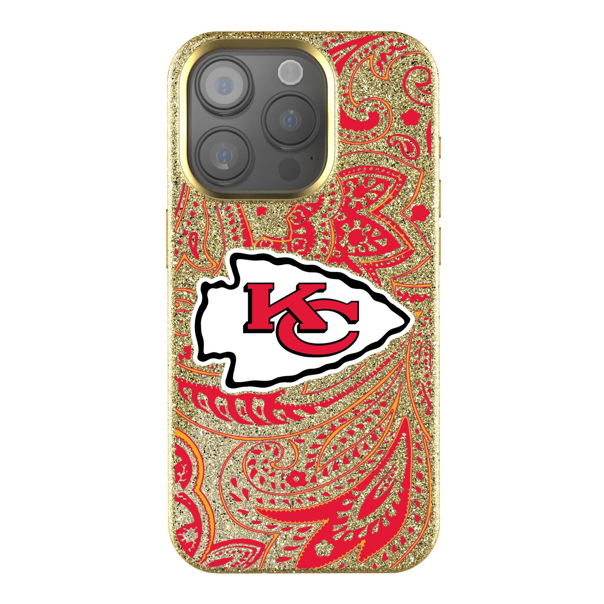 Keyscaper NFL Kansas City Chiefs Paisley Bling iPhone Case 14 Pro Gold ...