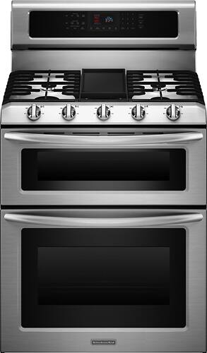KitchenAid 30" Self Cleaning Freestanding Double Oven Gas Convection ...