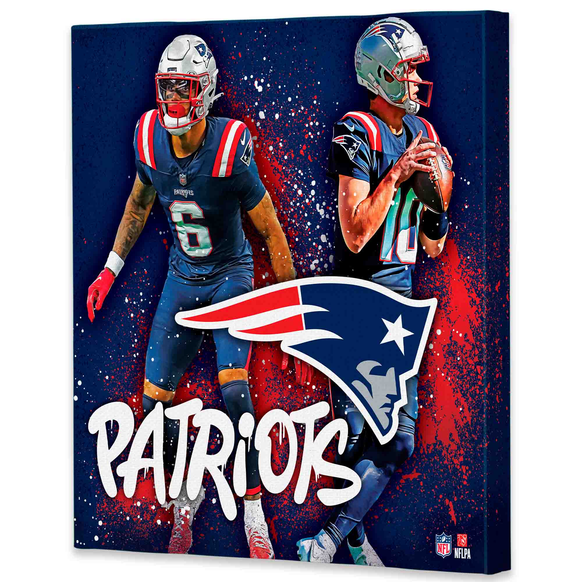 Open Road Brands Drake Maye & Christian Gonzalez 12" x 12" Logo Splash ...