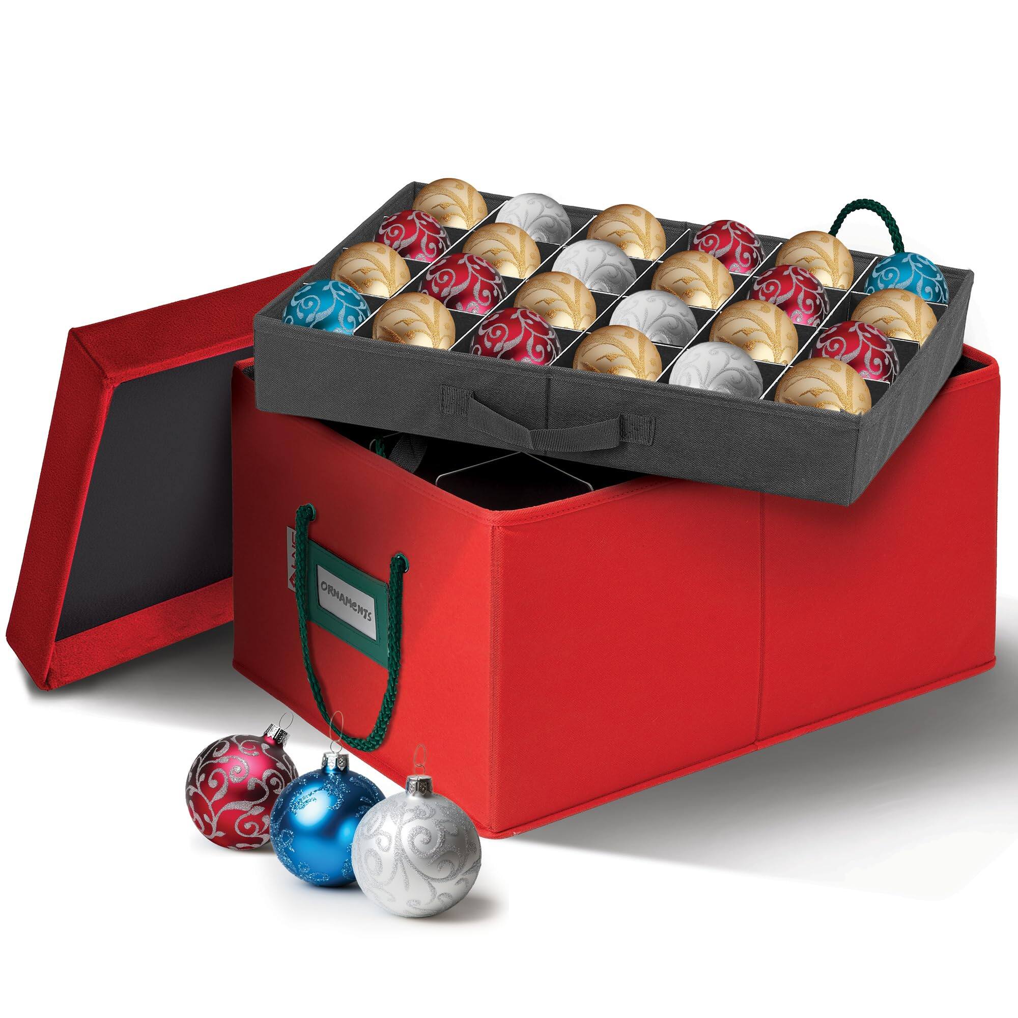 Paradigms Interiors Christmas Ornament Container Box With Dividers ...