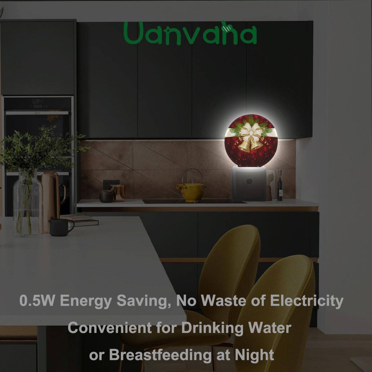 ACJPR Winter Bell Night Light, Plug In, Beige Bow, LED, Holiday Decor ...