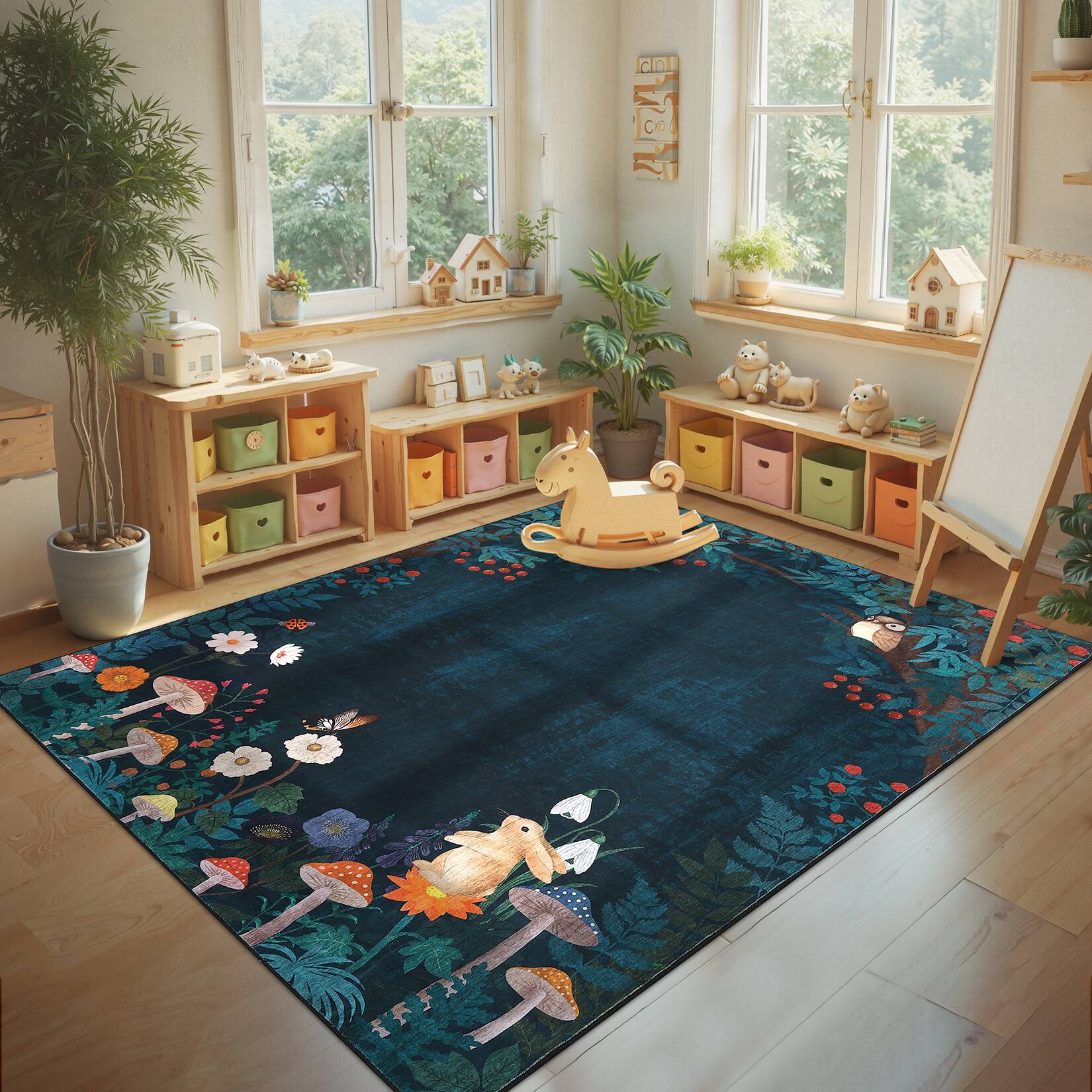 Acekool Retro Fairy Tale Area Rug Ultra Thin & Soft Machine Washable ...