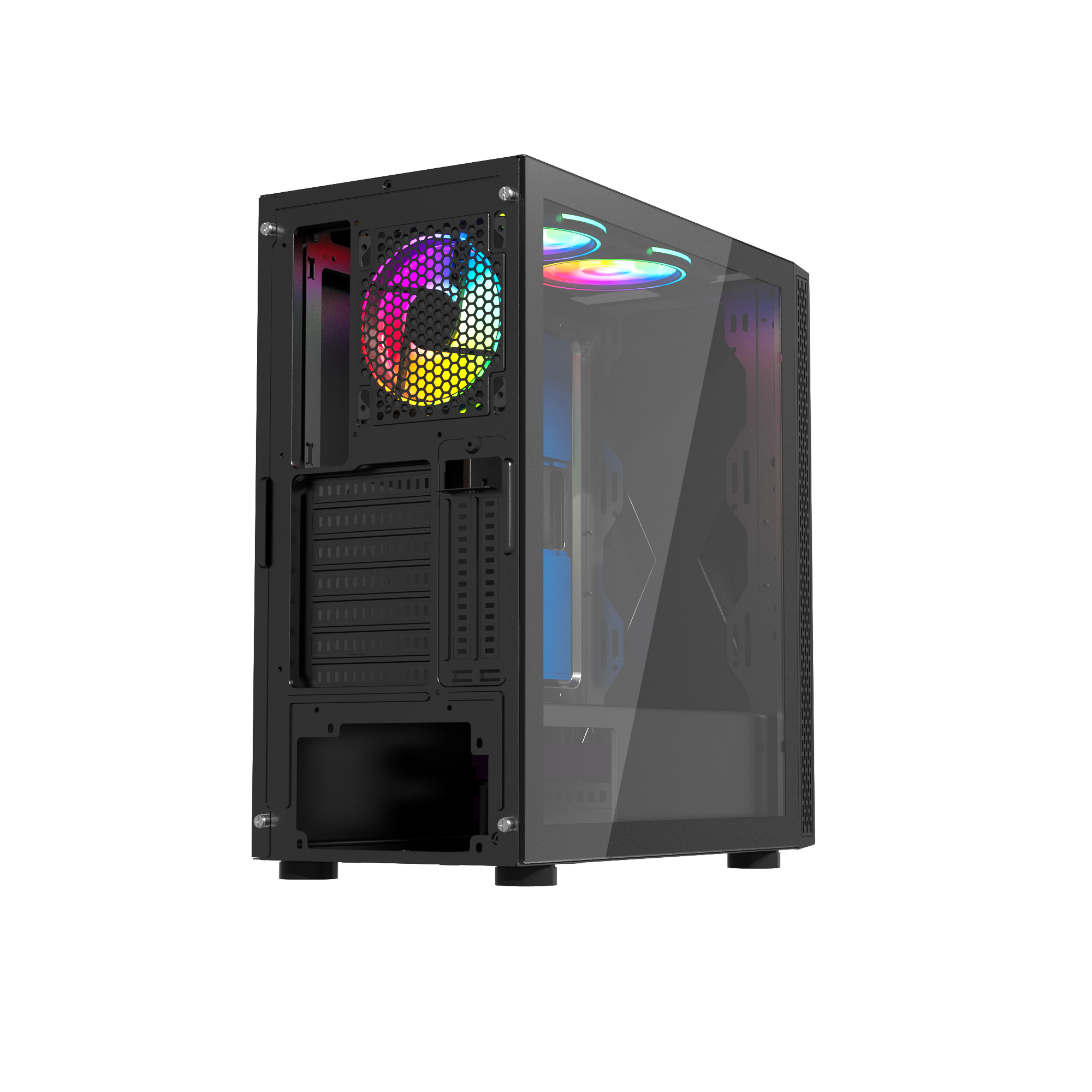 Bluegears b BlackWidow RGB Black Gaming PC case, include 3 x PWM 120mm ARGB Fans, Fan Controller ...