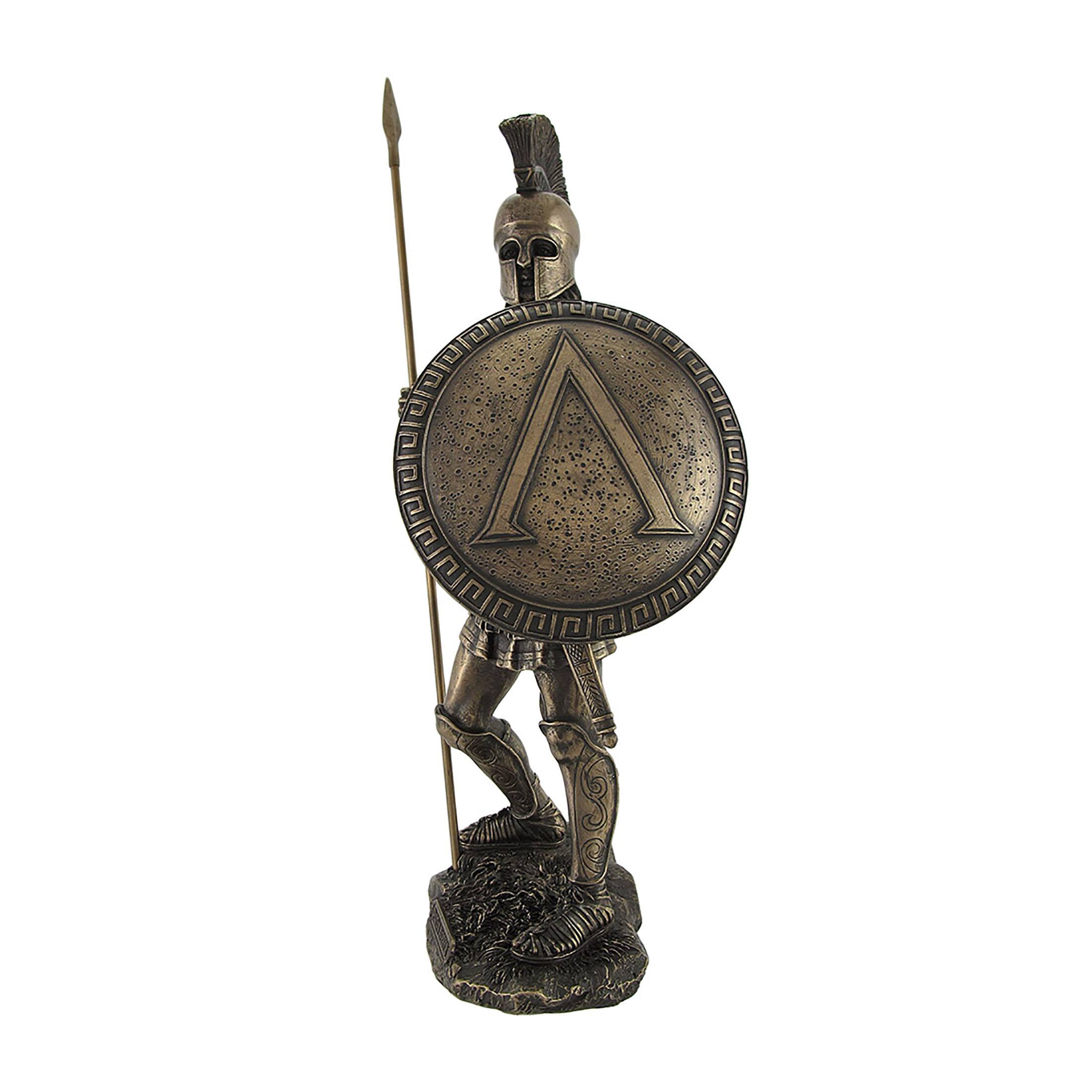 Veronese Design Bronzed Spartan Warrior with Spear and Hoplite Shield ...