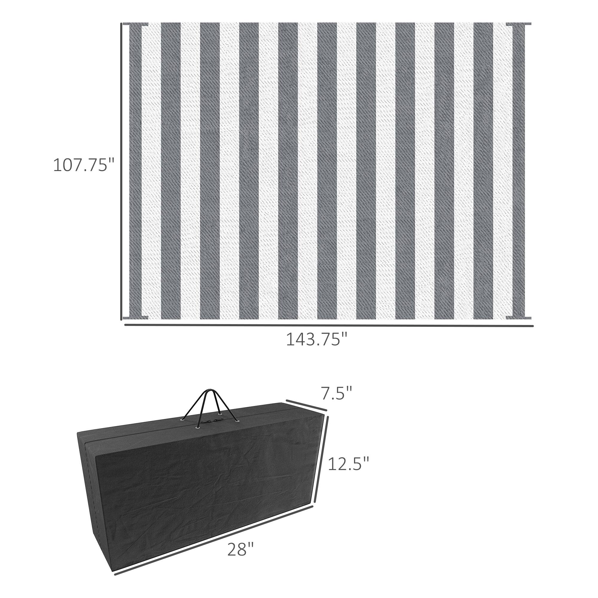 Outsunny Reversible Outdoor Rug, 9' x 12' Waterproof Plastic Straw ...