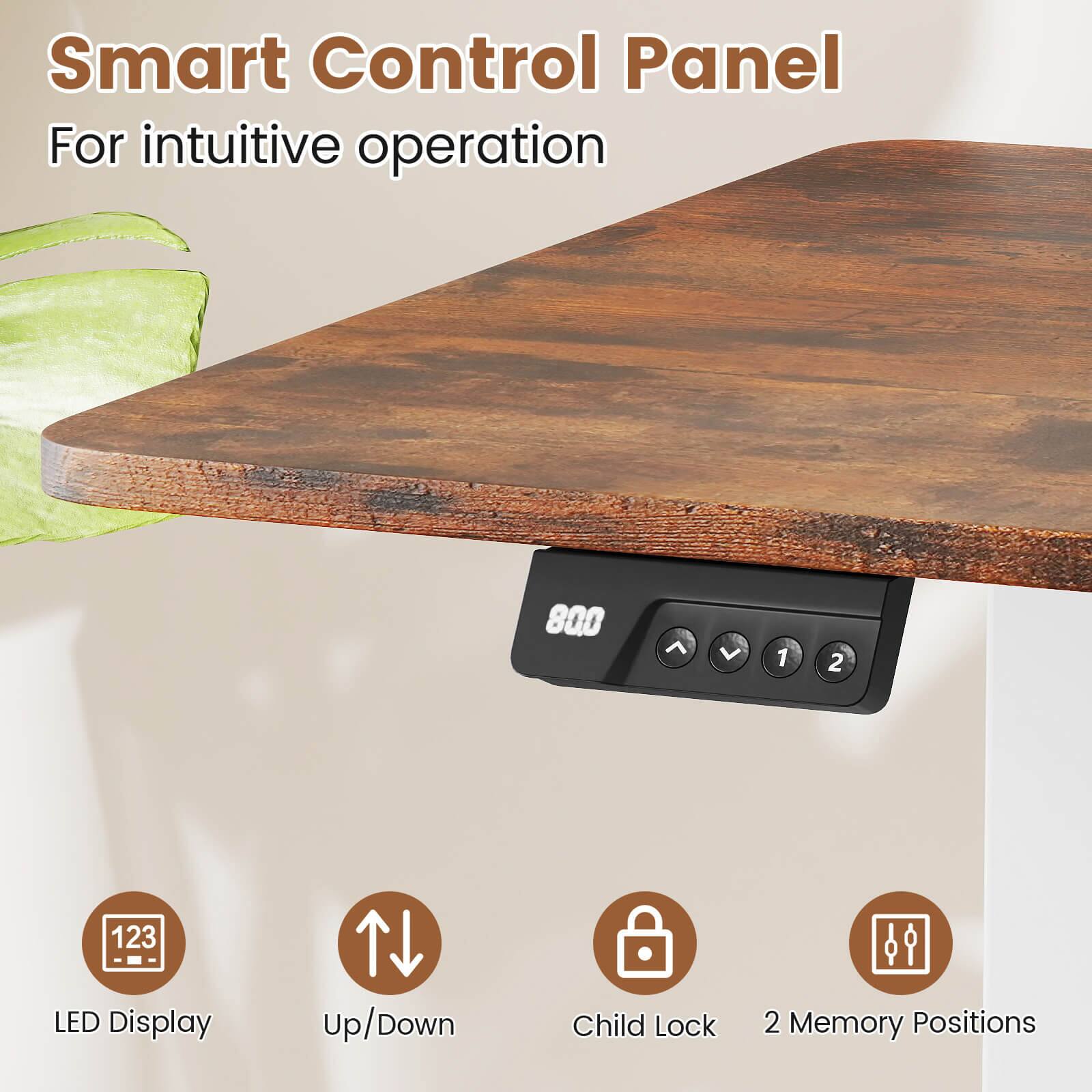 Costway 48" x 24" Electric Standing Desk with LED Display 2 Memory ...