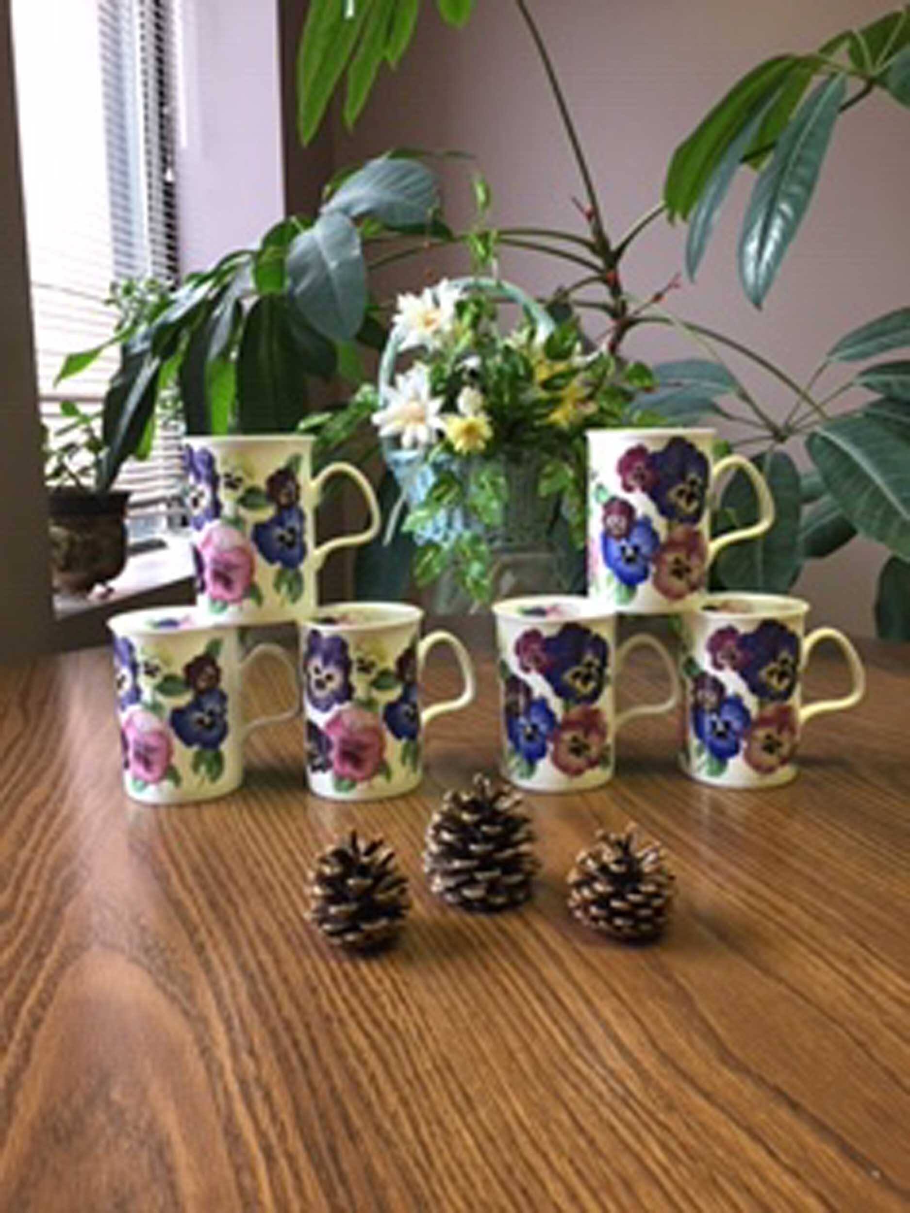 Jiallo Roy Kirkham Lancaster Mug Pansy, Set of 2; Color: Red and Brown ...