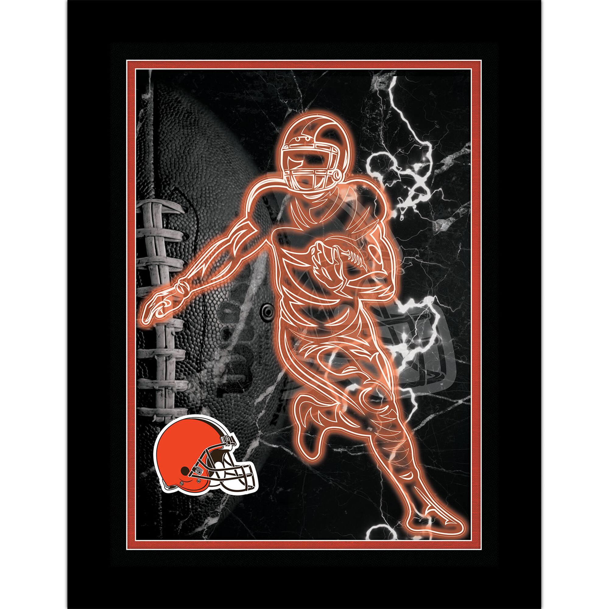 Cleveland Fan Creations - Browns 12'' x 16'' Framed Neon Player Print ...
