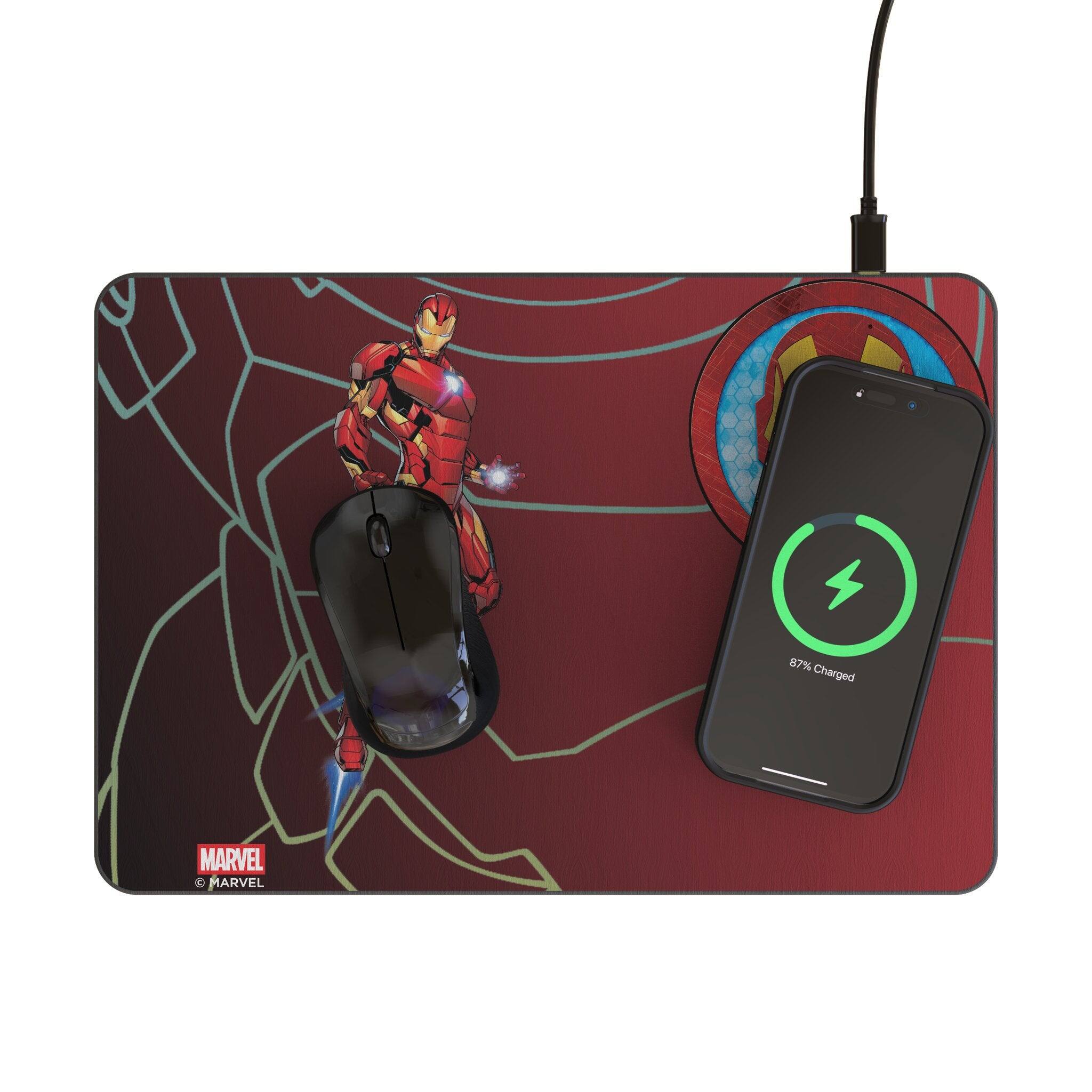 Keyscaper Marvel MechLine 15 Watt Wireless Charger and Mouse Pad Iron ...