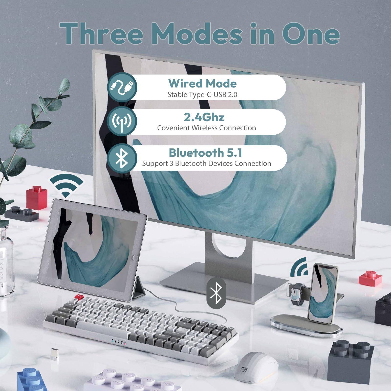 Live At Space Rk100 Wireless Mechanical Rgb Backlit Bluetooth5.1//wired ...