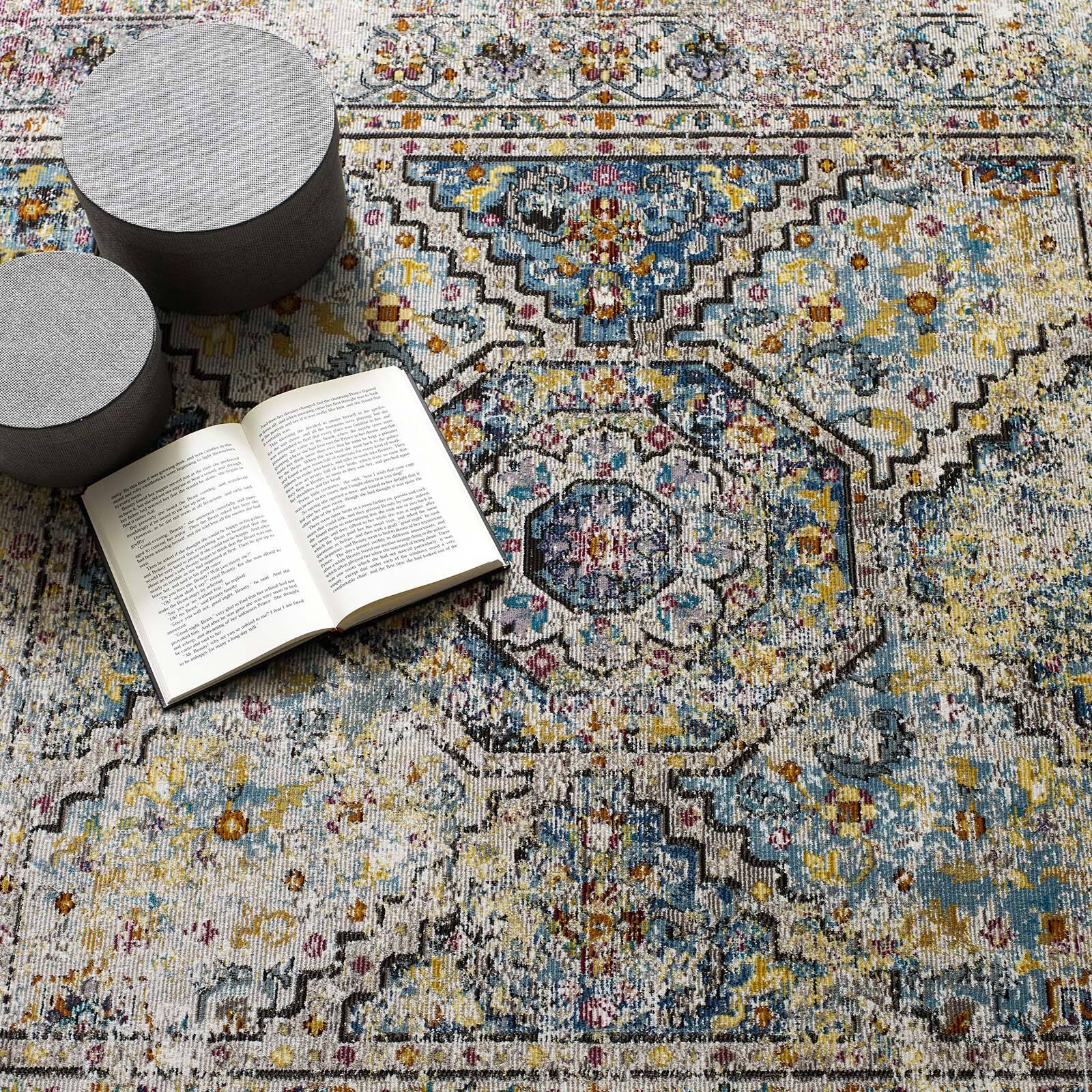 Modway Success Jacinda Distressed Vintage Floral Vintage Medallion Area ...