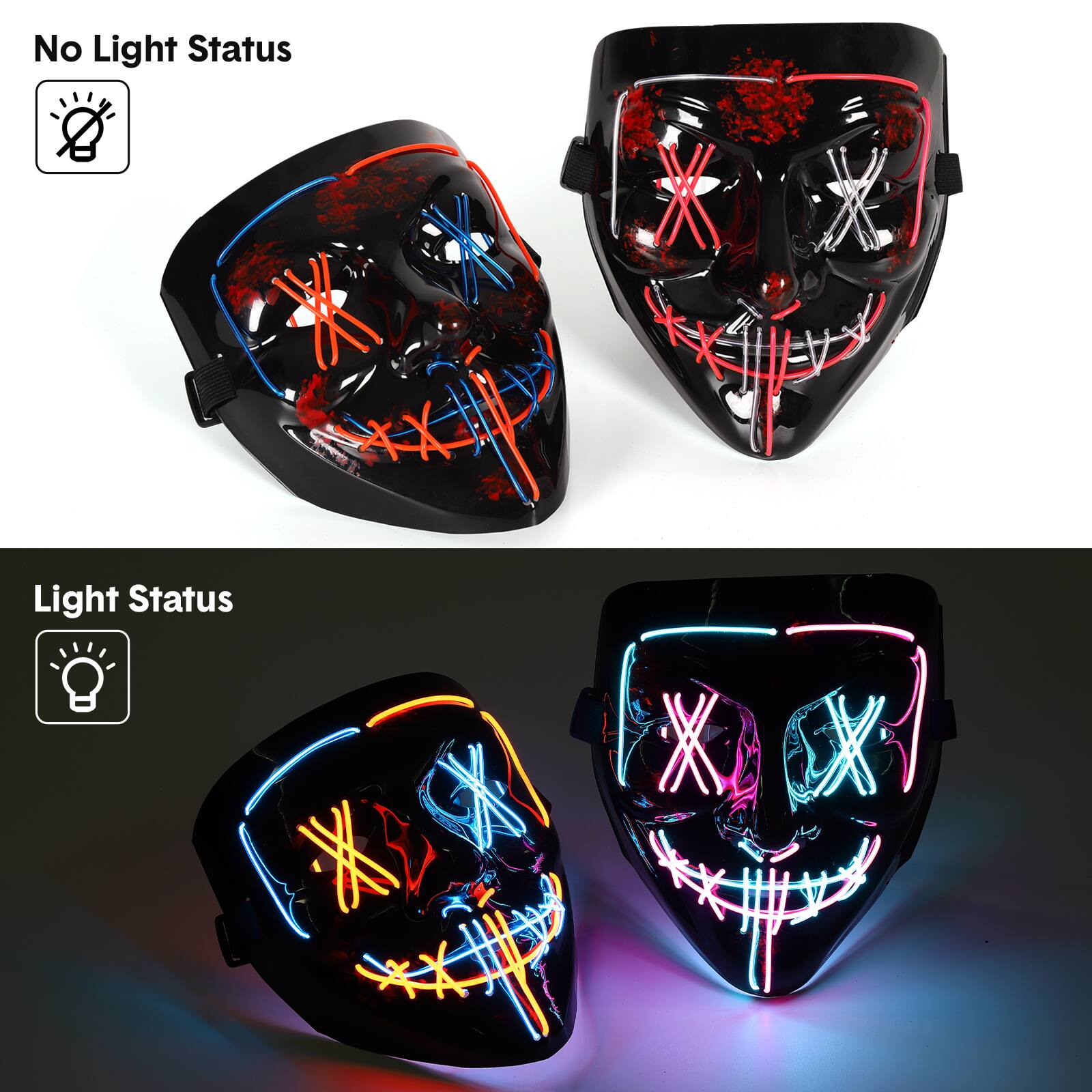 Acekool 2PACK Halloween Led Mask Light Up Scary Mask Purge Mask - Best Buy