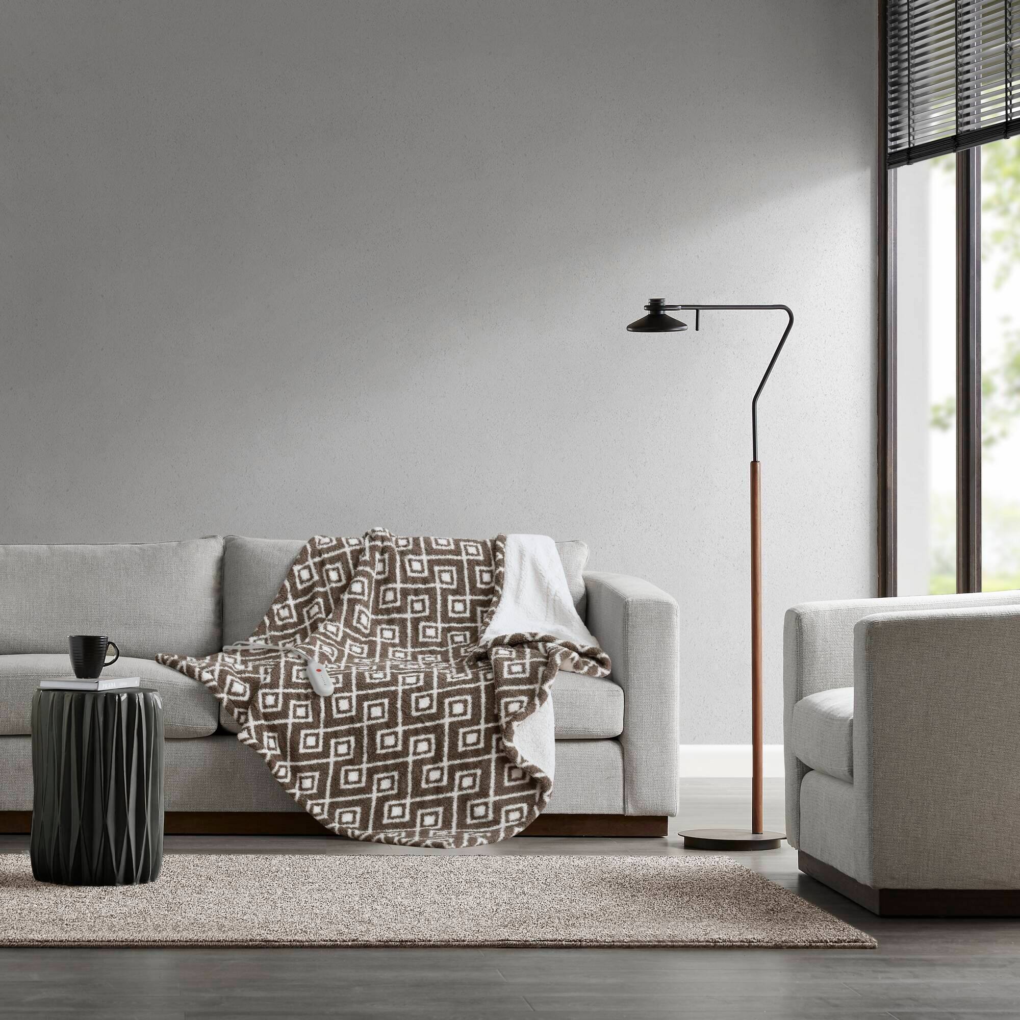 Glintex Heated Throw Blanket 50"x60" with 5 Heat Settings, Faux ...