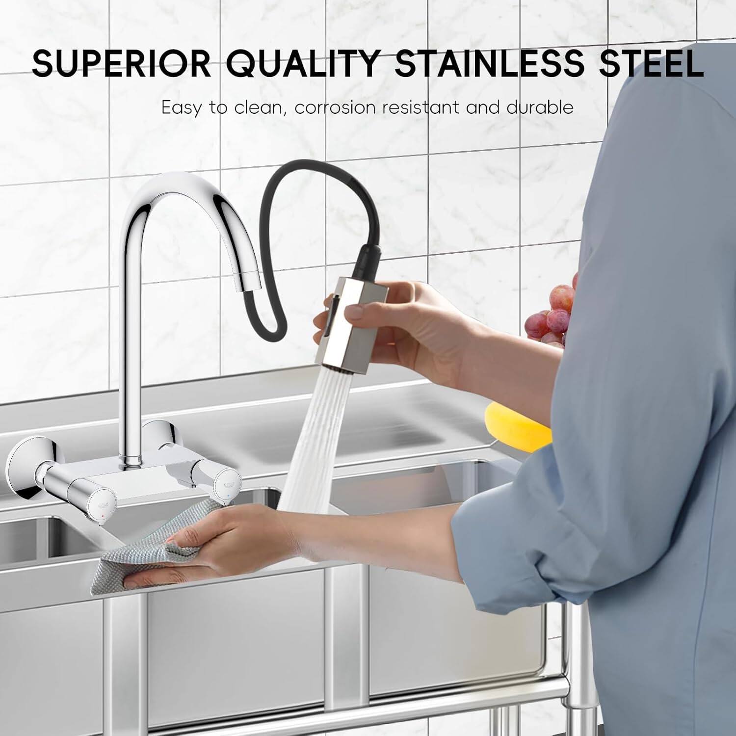 GARVEE Stainless Steel Utility Sink Workstation, Commercial Prep Triple ...