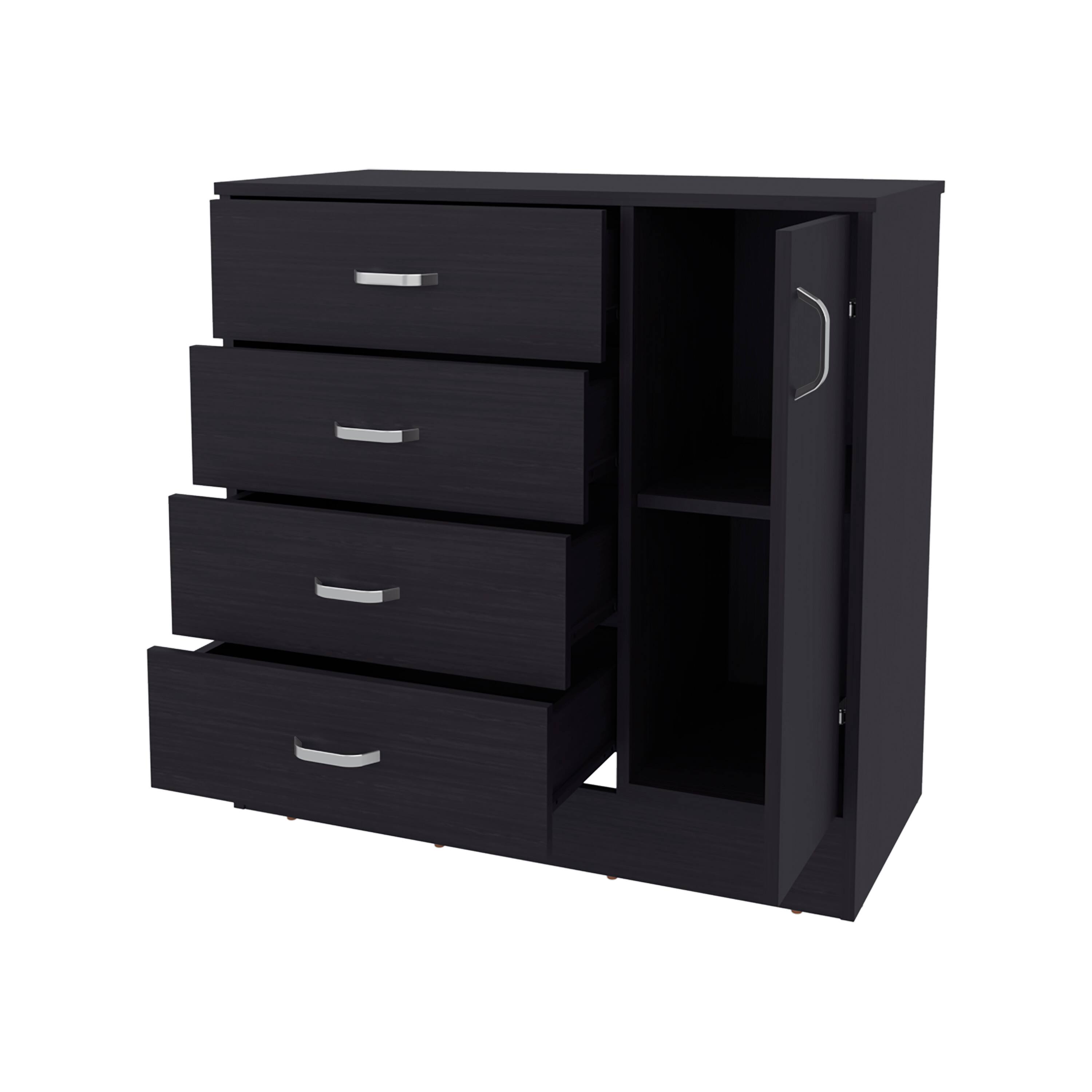TinyHomie Turkey 4 Drawer Dresser with Side Cabinet Freestanding ...