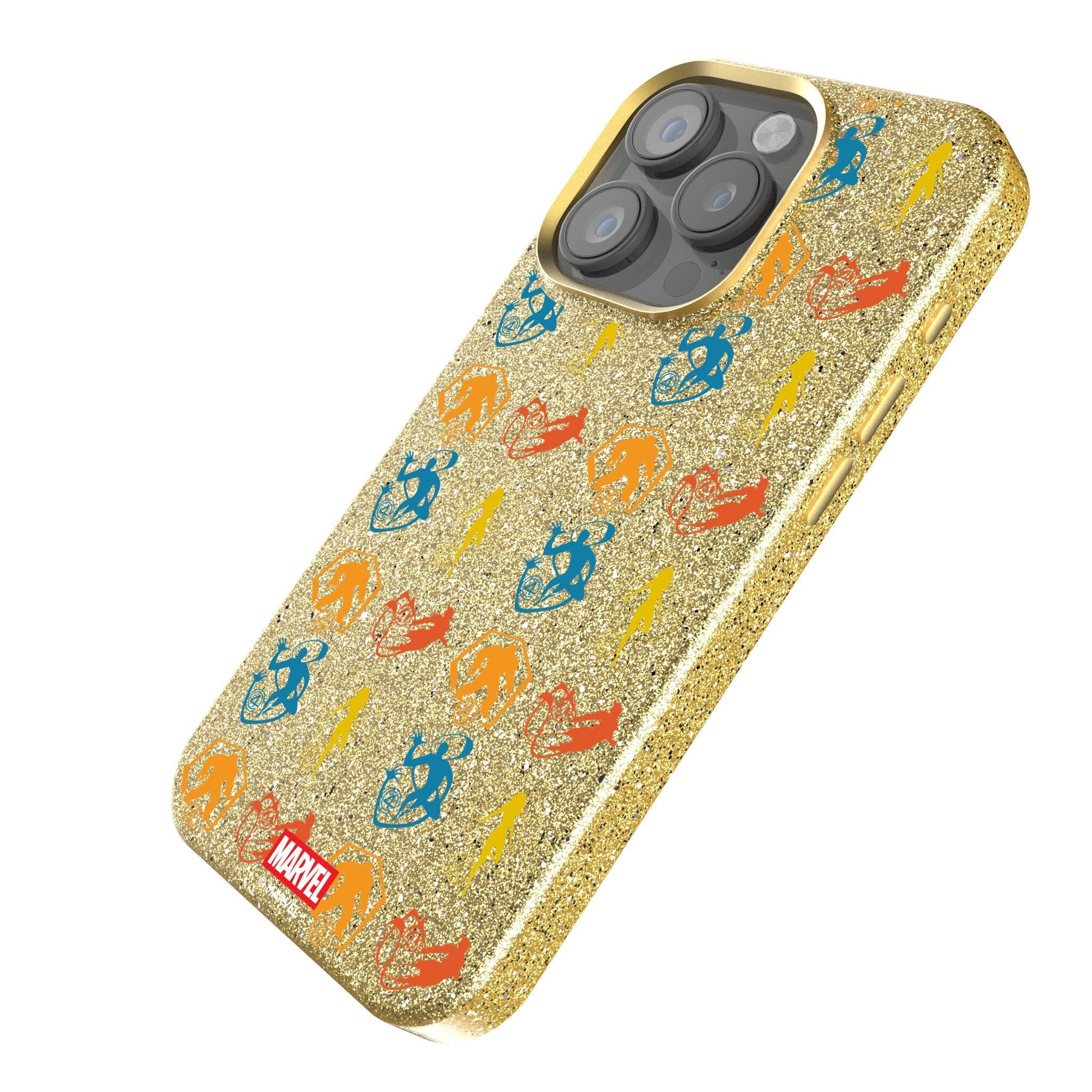 Keyscaper Marvel Pattern 2 Gold Bling Phone Case Apple iPhone 16 Pro ...