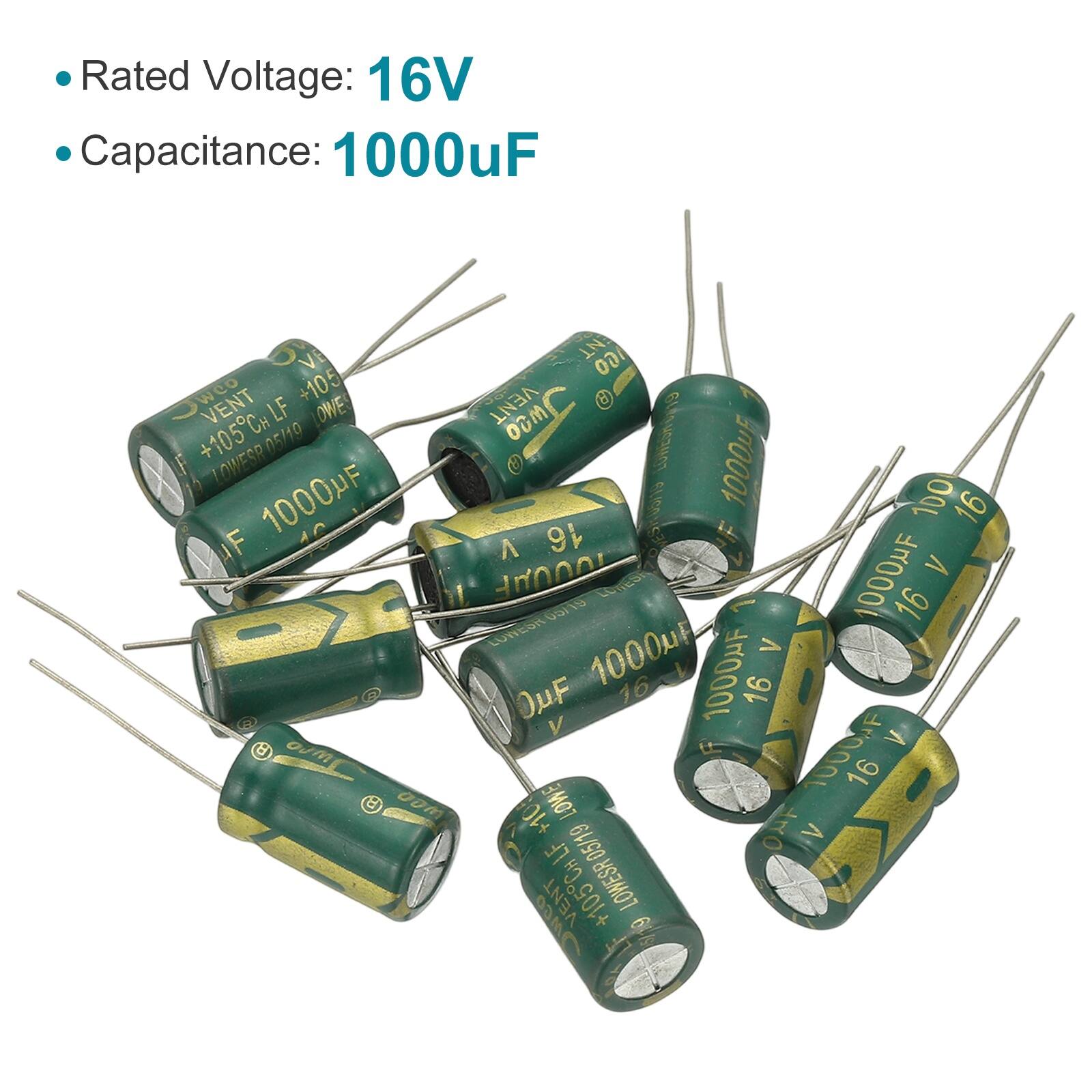 Unique Bargains 1000uF 16V 10x17mm Electrolytic Capacitor, High ...