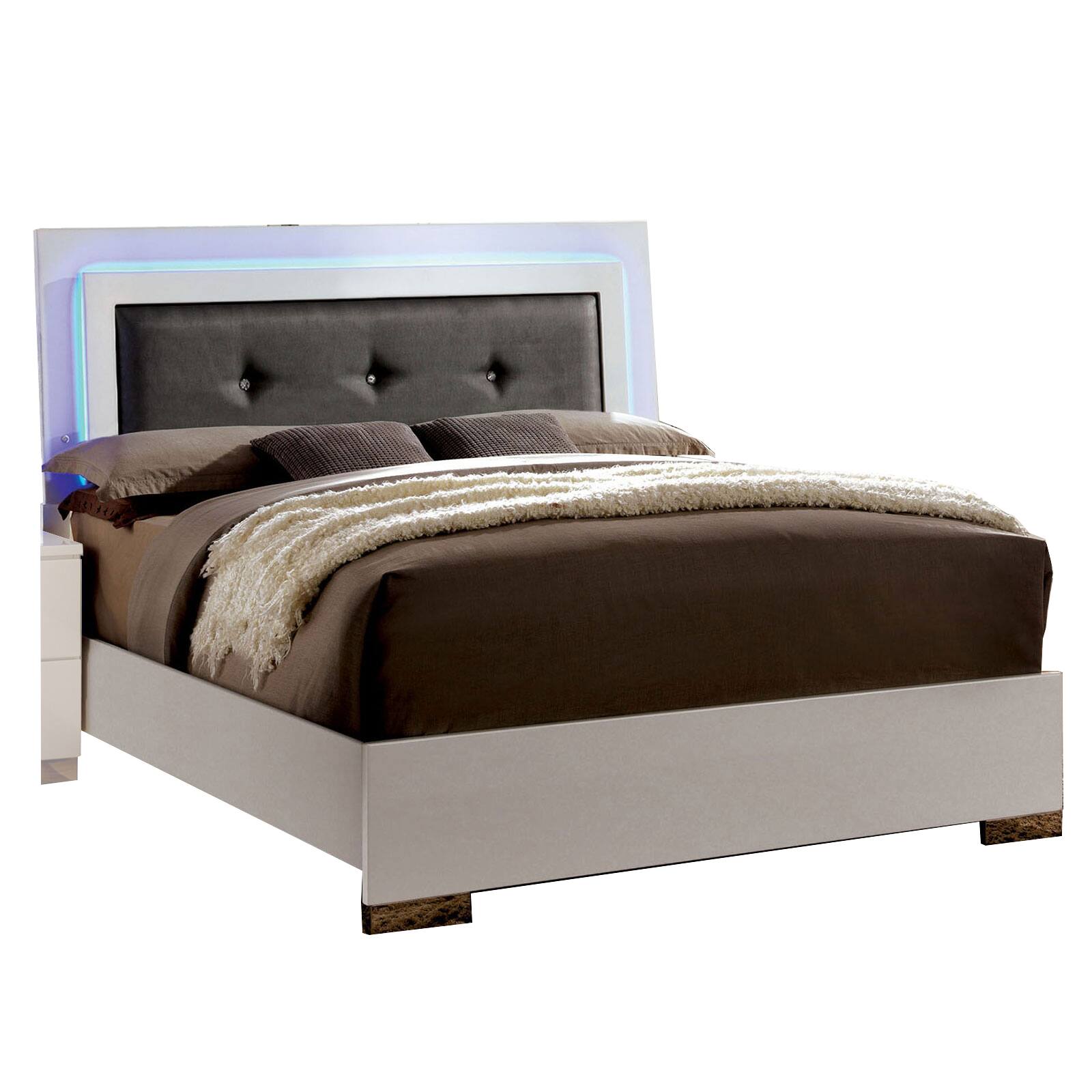 Manhattan Lane Contemporary Full Bed with LED Trim and Lacquer Coating ...