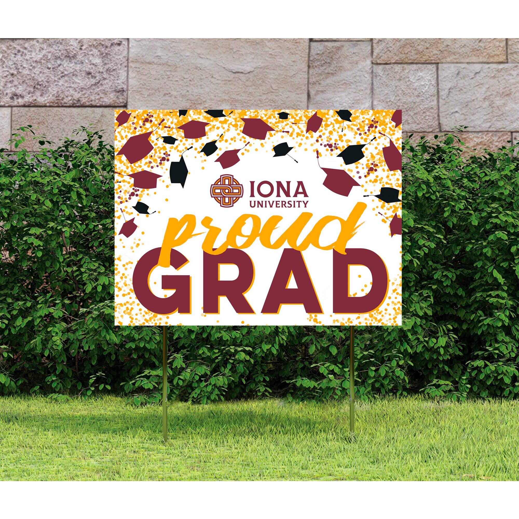 Jardine Iona University Gaels 18" x 24" Proud Grad Yard Sign White ...
