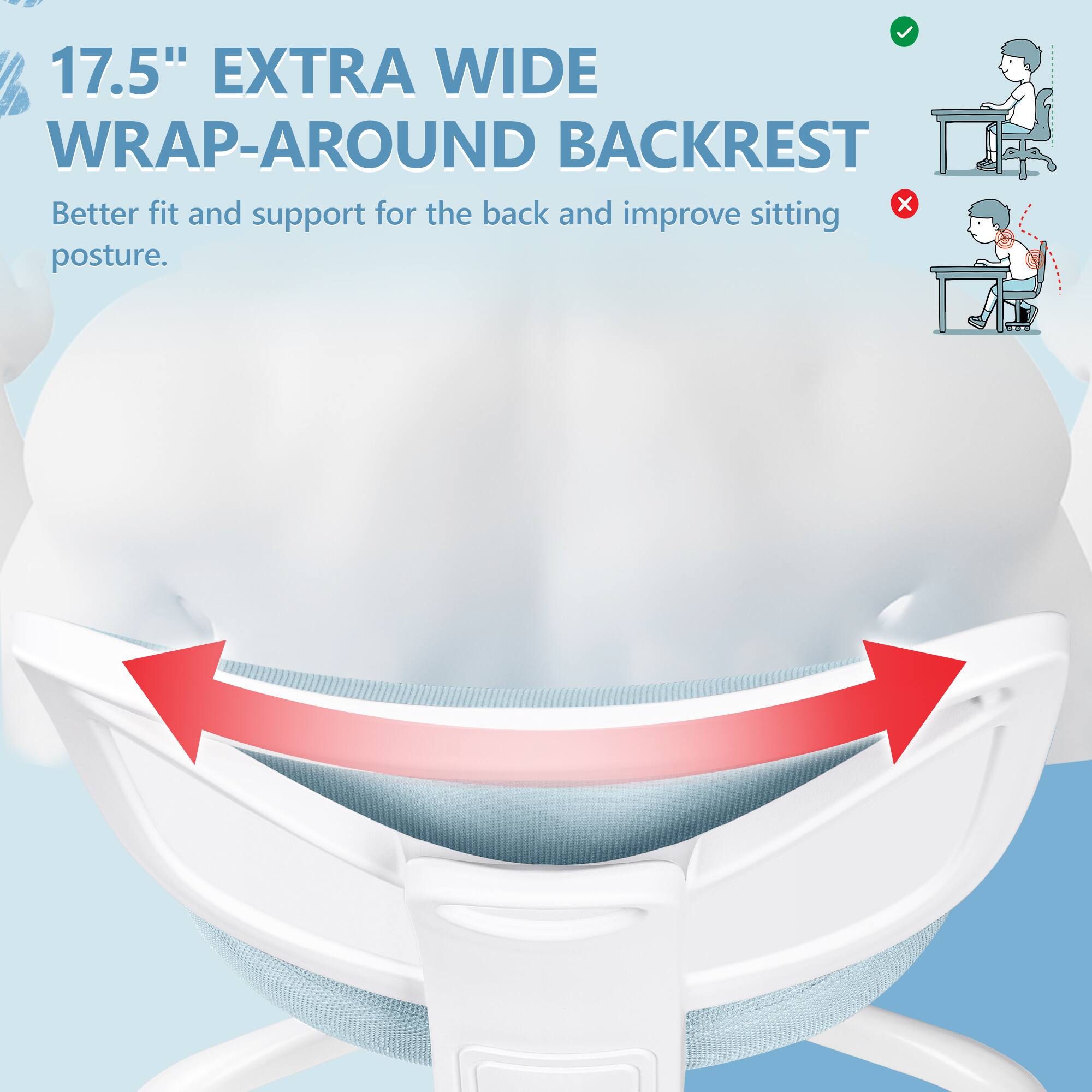 KERDOM Kids Desk Chair, Height Adjustable Ergonomic Study Chair, Swivel ...