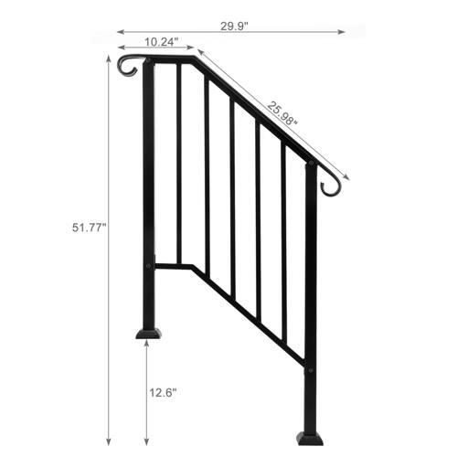 Winado Handrails Steps Stair Fits 2 3 Steps, Wrought Iron Hand Rail ...