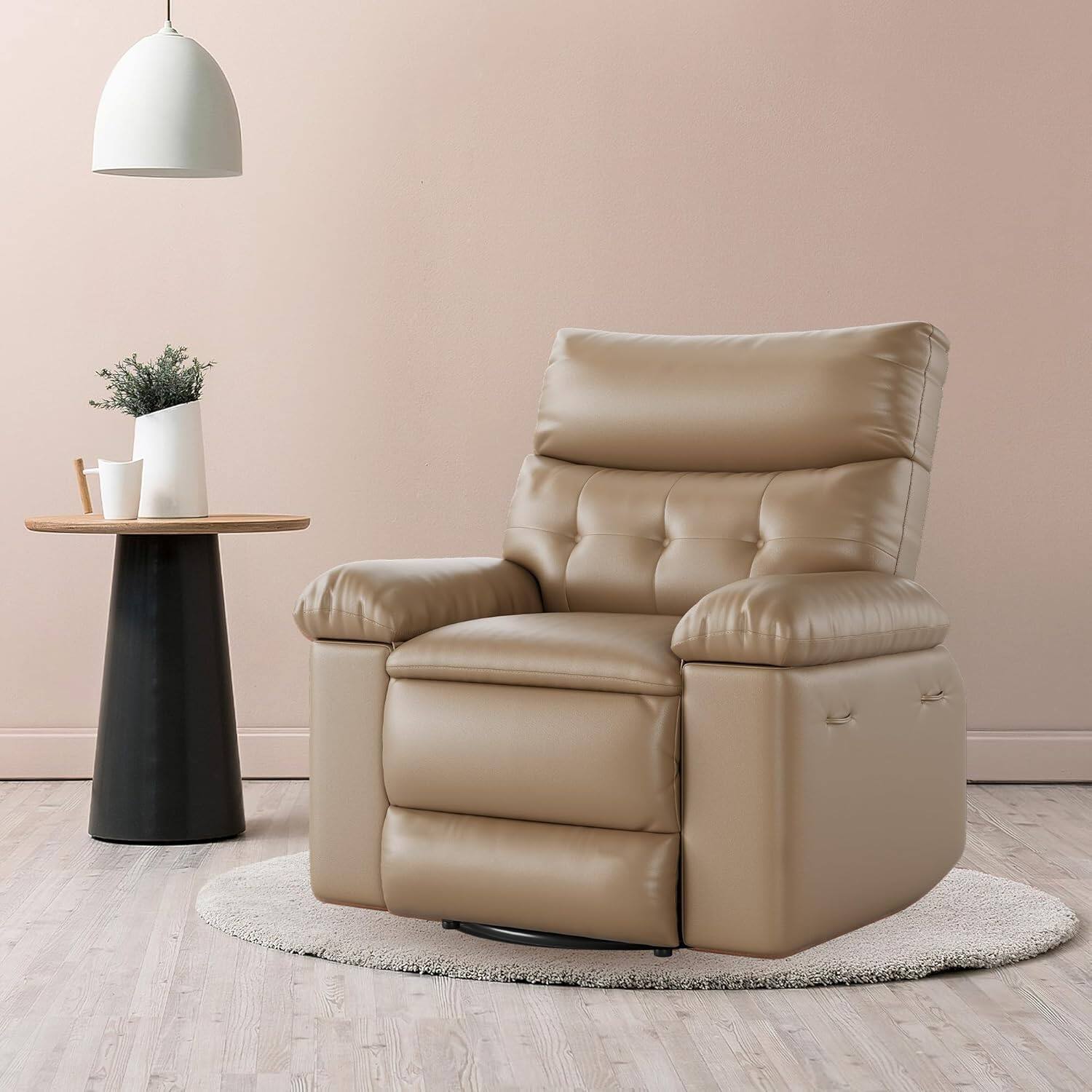 Acekool Power Recliner Chair with Massage and Heat,Leather Fabric Reclining Sofa Chair for ...