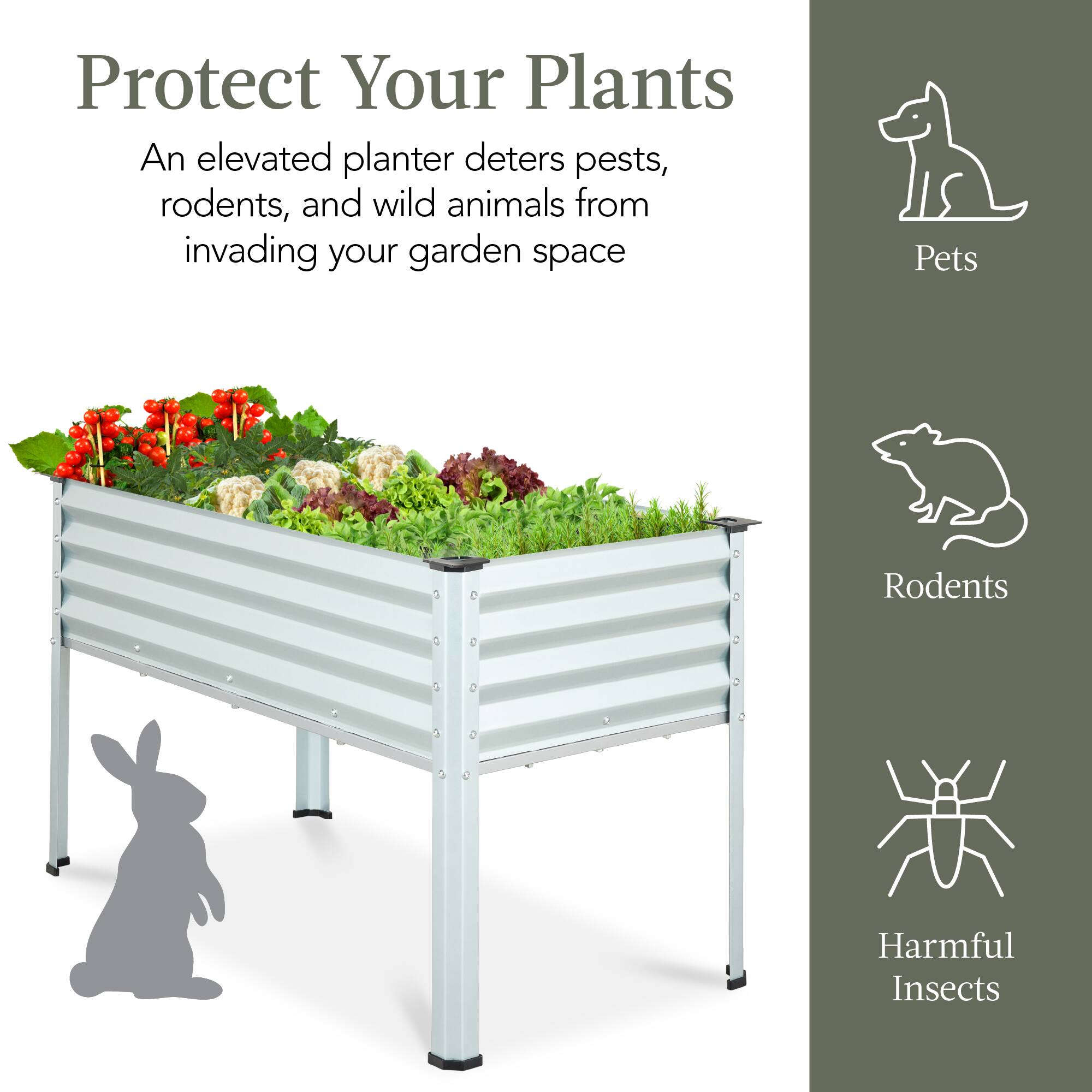 Best Choice Products 48x24x30in Elevated Galvanized Metal Garden Bed w ...