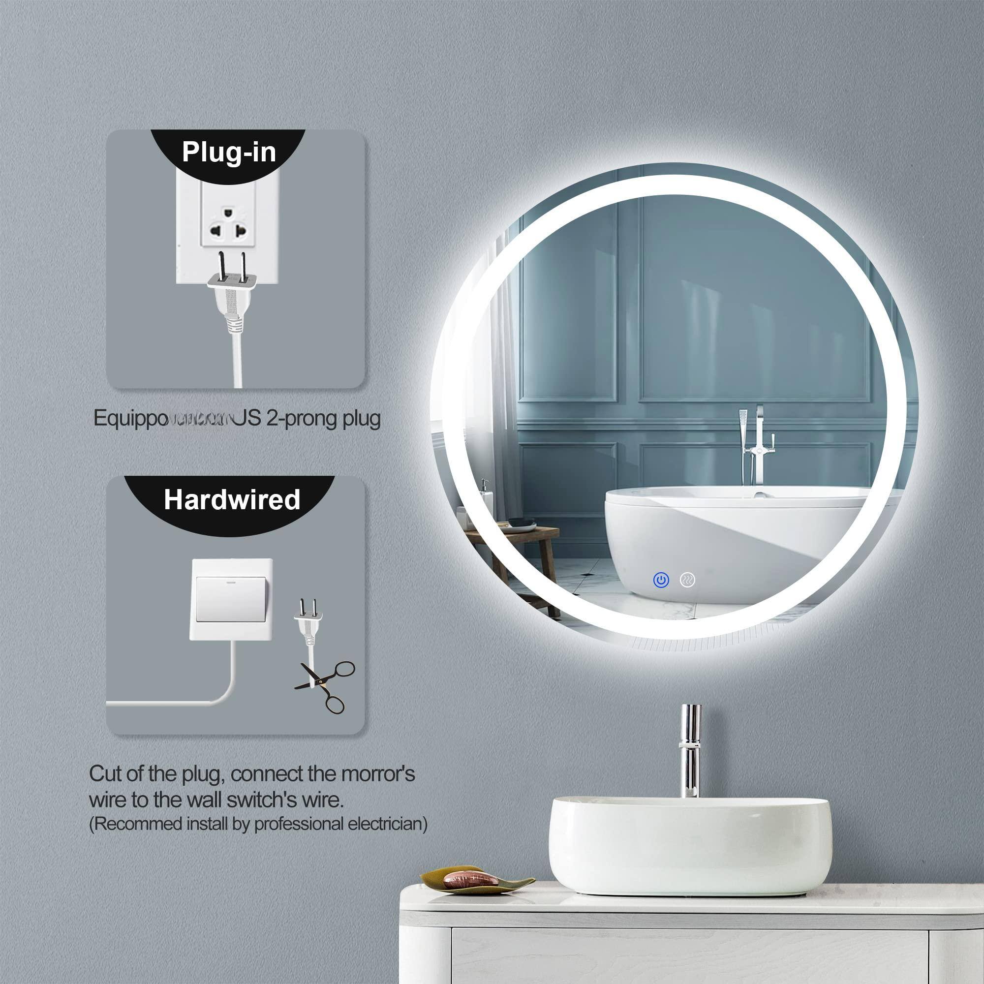 Comfort Essence Led Bathroom Mirror Round Vanity Anti fog Dimmable ...
