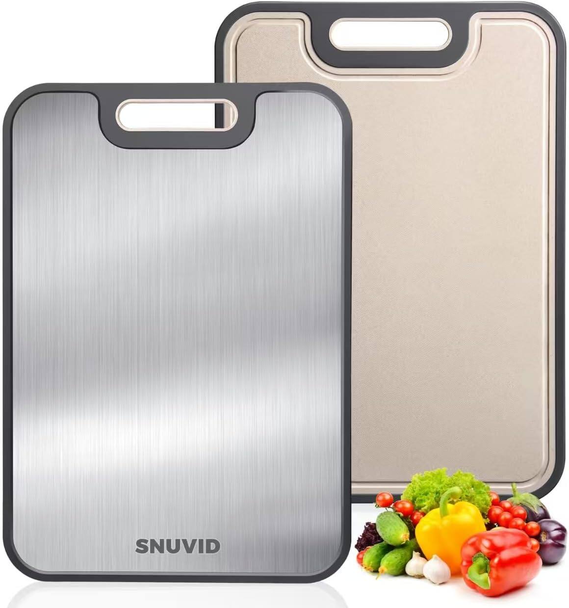 PARKER SLATER Stainless Steel Cutting Board, 16" x 11", Double Sided ...