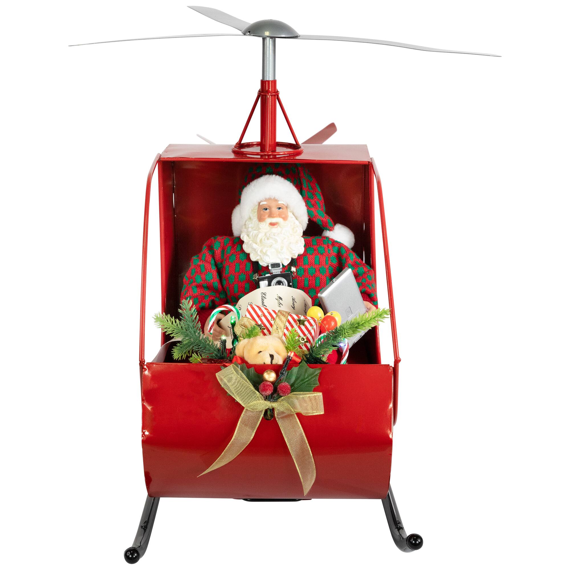 Northlight Lighted and Musical Santa Claus Helicopter Christmas ...