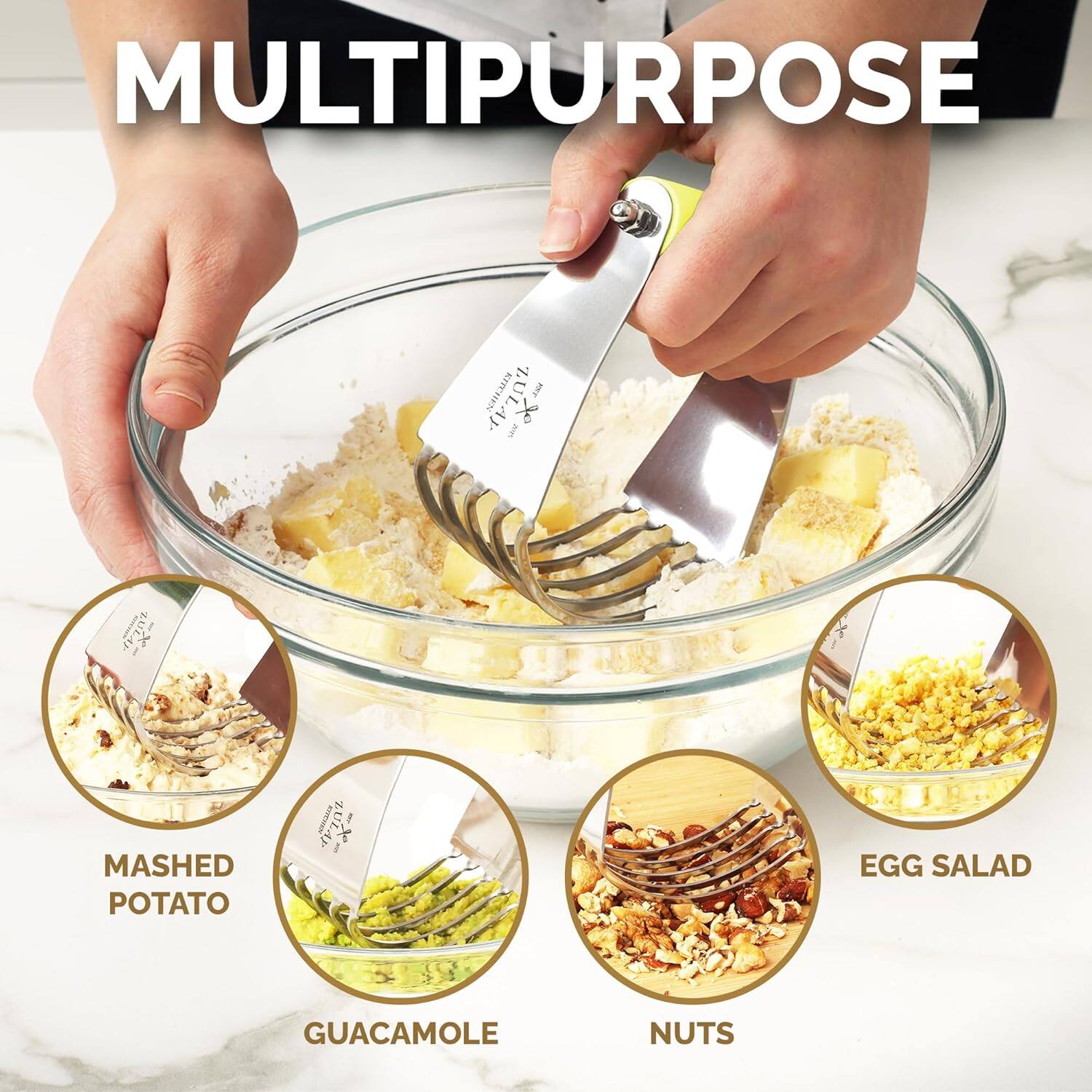 Zulay Kitchen Dough Blender, Pastry Cutter Stainless Steel, Heavy Duty ...