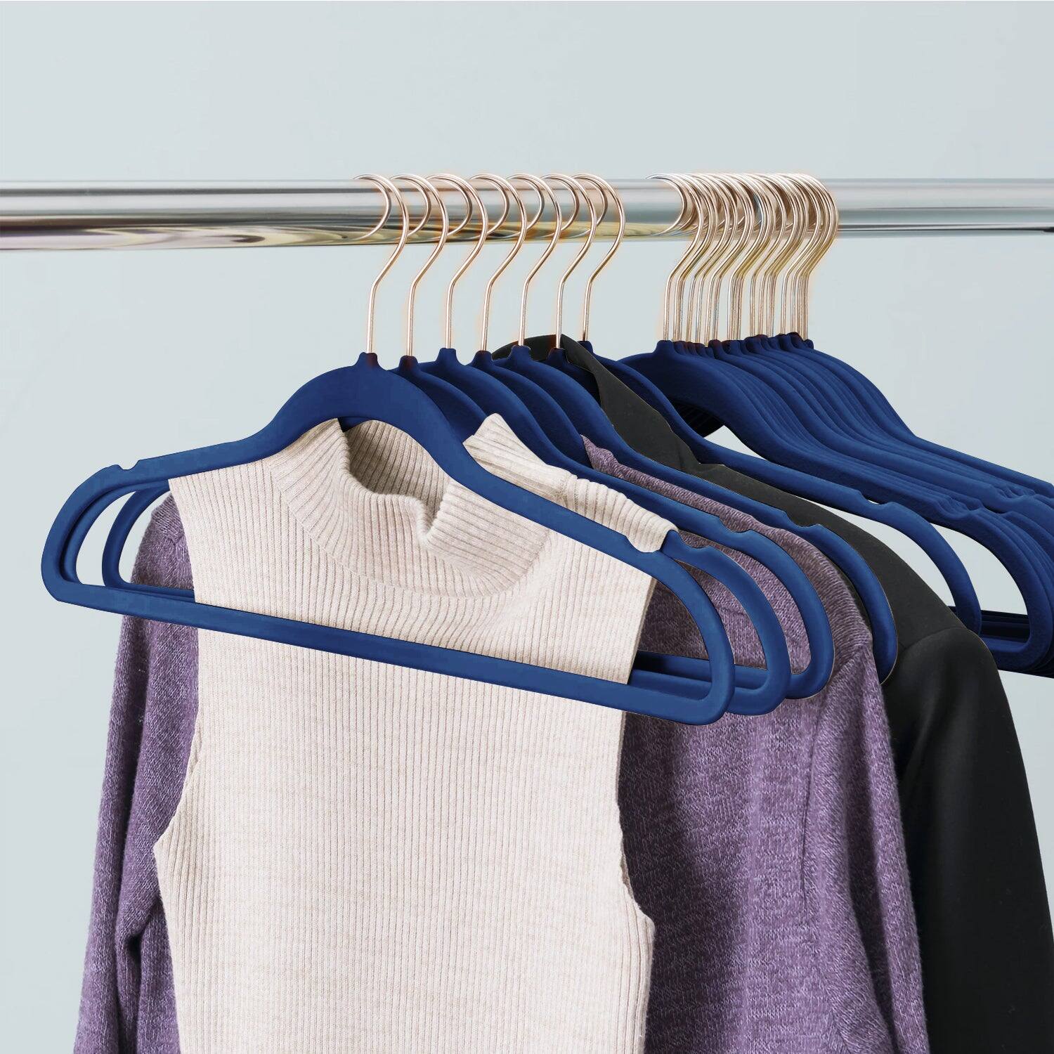 Vecelo 25Pack Flocking Velvet Non Slip Hangers with With Hooks&Clips ...