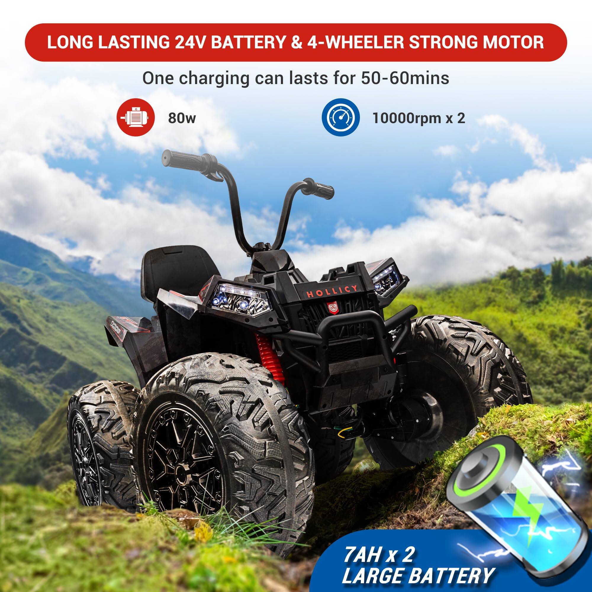 GARVEE 24V Electric Ride On ATV for Kid Ages 3 8 with Dual Motors ...
