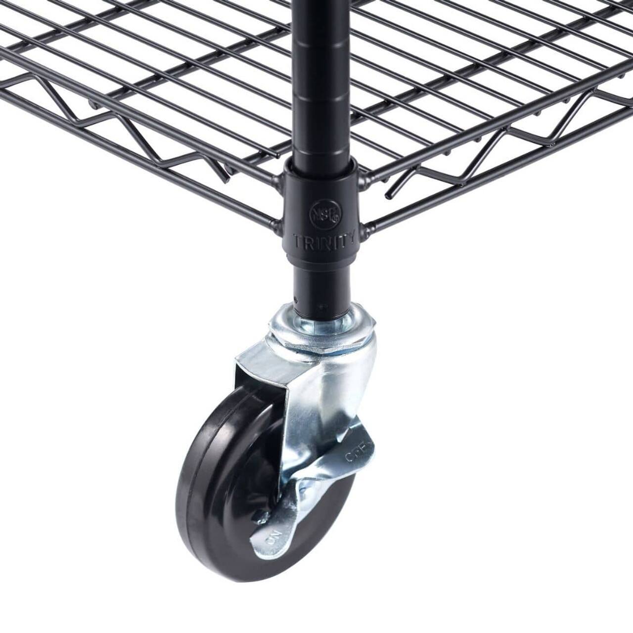 TRINITY 5 Tier 48x18x72 Outdoor Commercial Wire Shelving NSF w/ Wheels ...