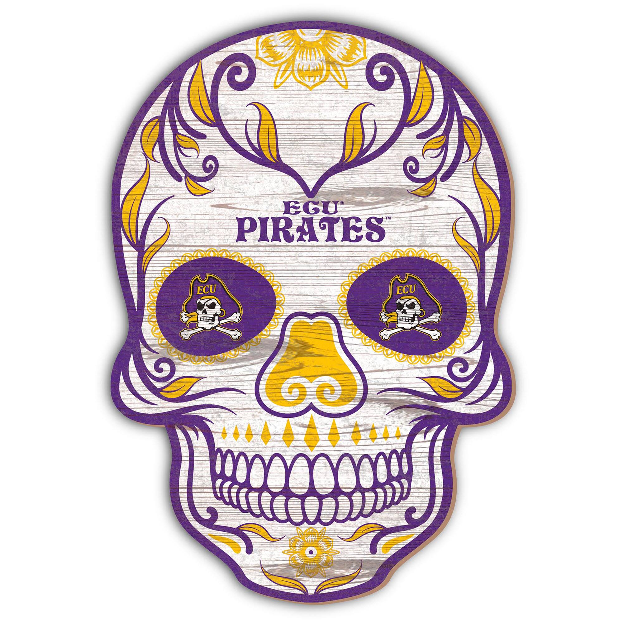 Fan Creations ECU Pirates 12'' Sugar Skull Sign Multicolor 5043233 ...