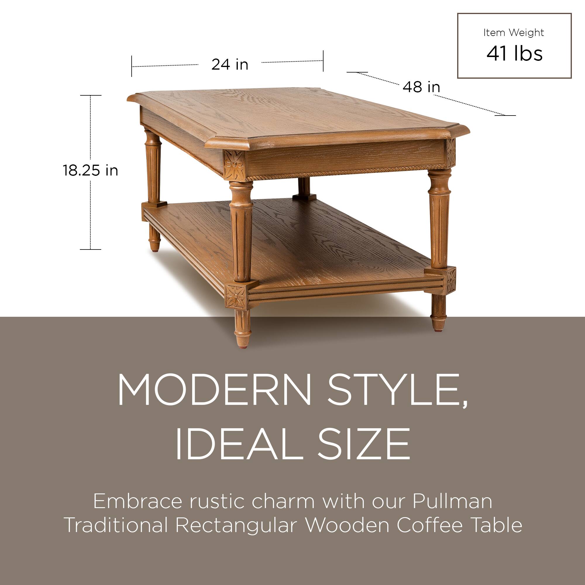 Maven Lane Pullman Traditional Rectangular Wood Coffee Table, Finish ...