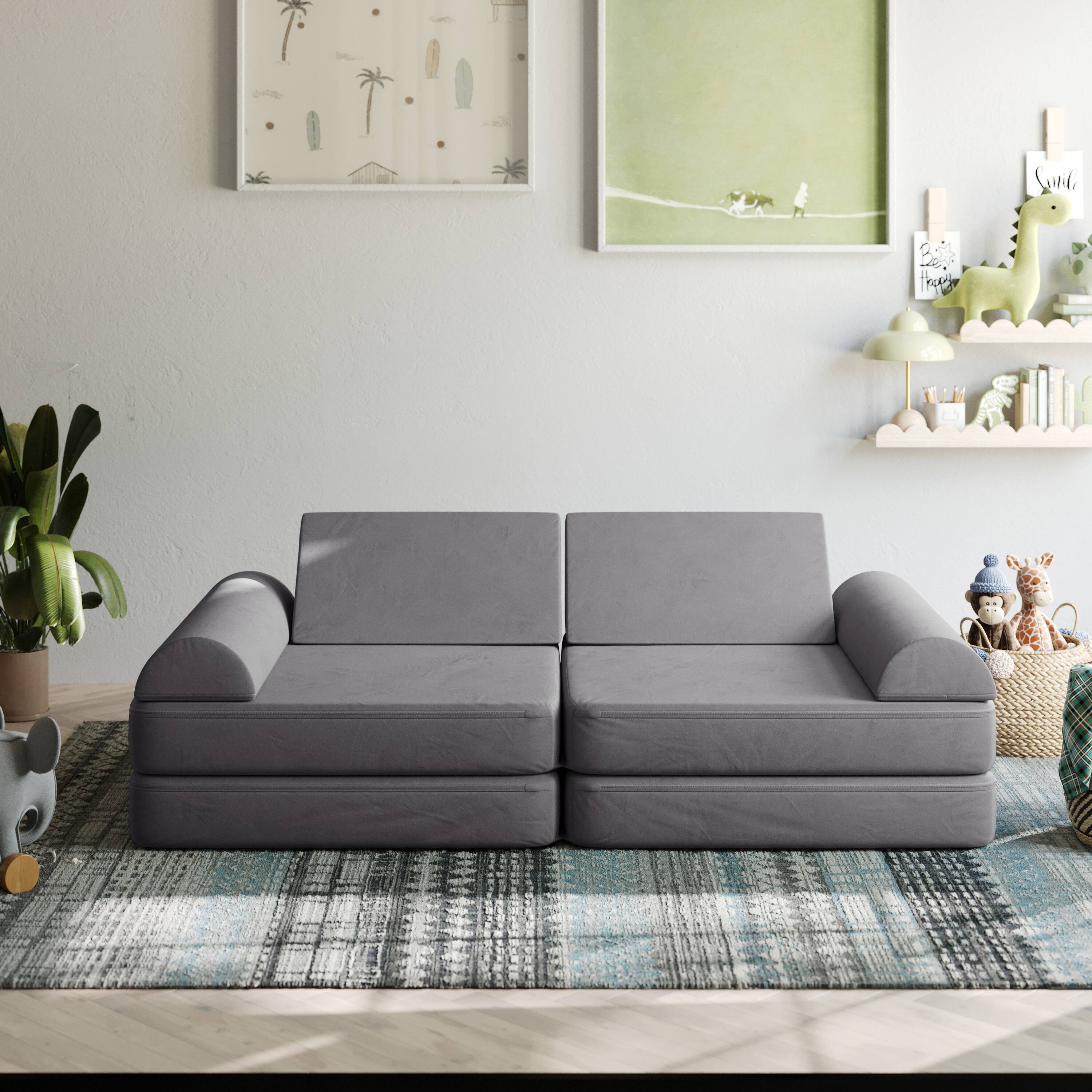 Emma + Oliver Conner Modular Play Couch for Kids with Convertible 6 ...