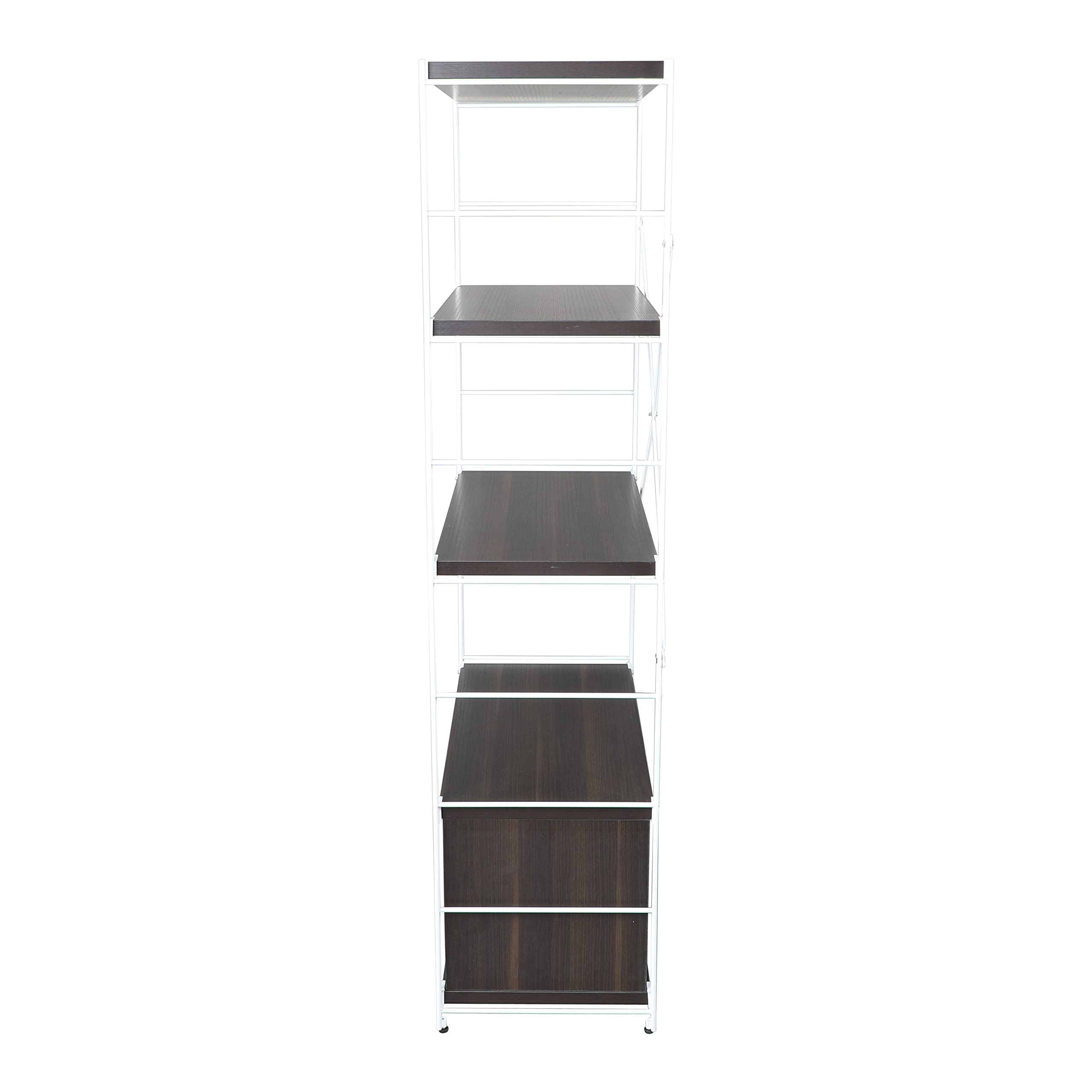 LeisureMod Etagere 4 Shelf Industrial Bookcase with White Steel Frame ...