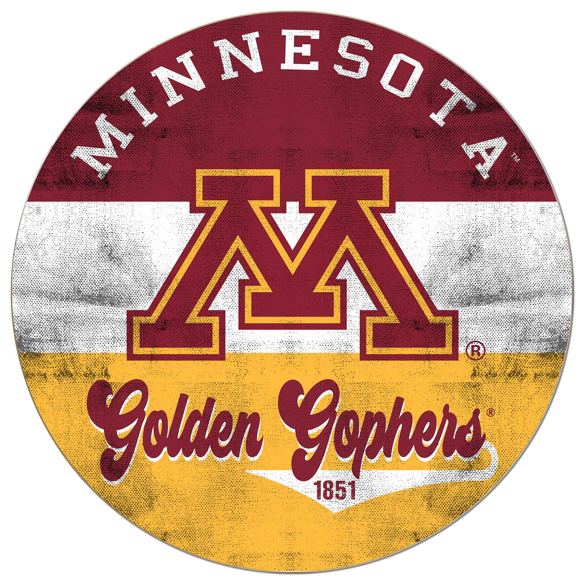 Jardine Minnesota Golden Gophers 20'' x 20'' Retro Logo Circle Sign ...
