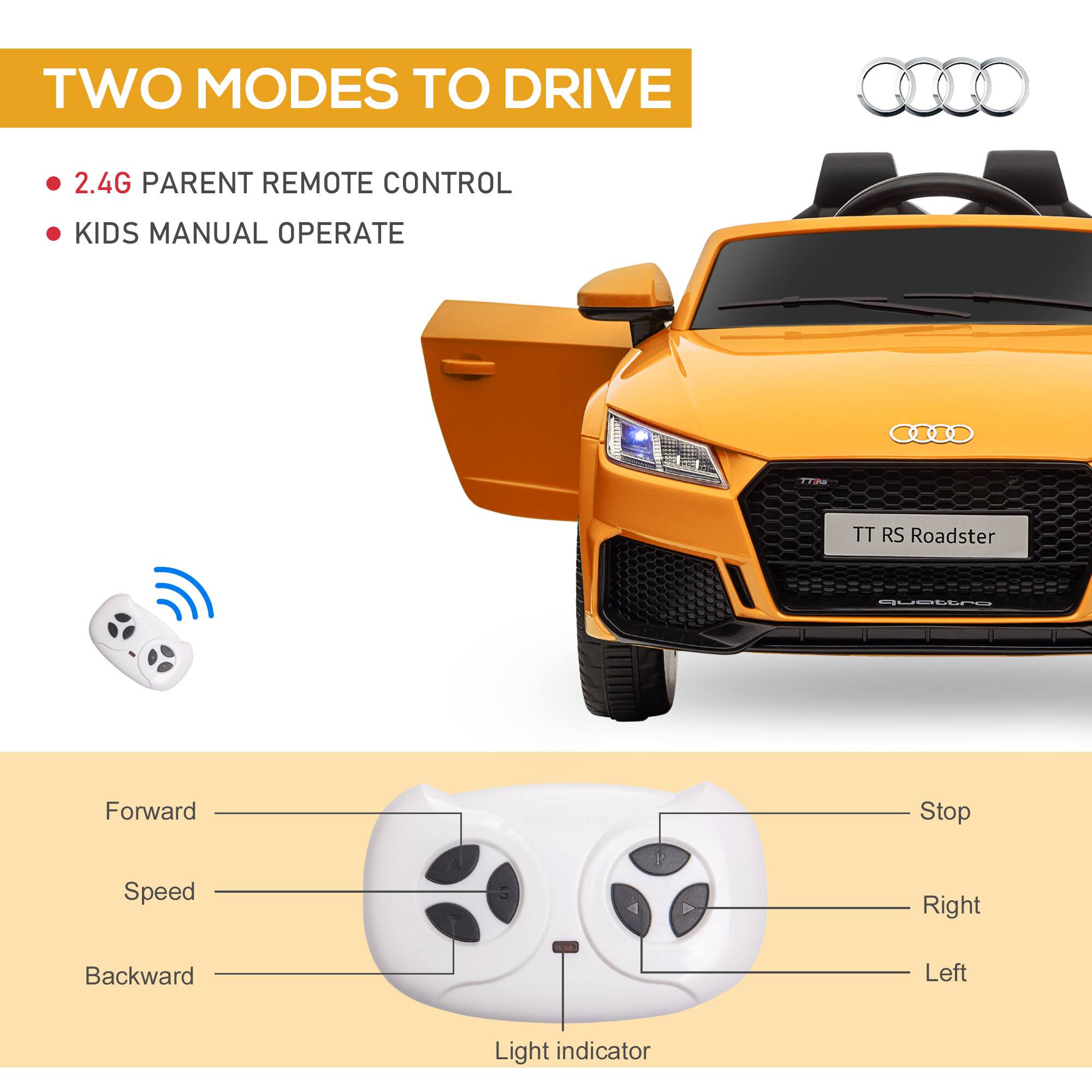 Aosom 6V Kids Electric Ride On Car, Licensed Audi TT RS with Suspension ...